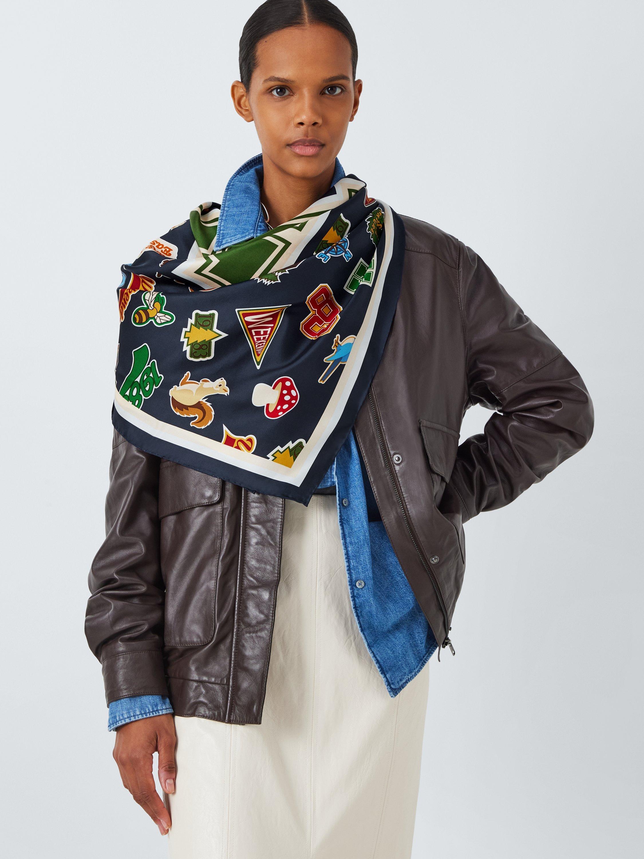 Weekend MaxMara Onesto Graphic Silk Scarf, Green