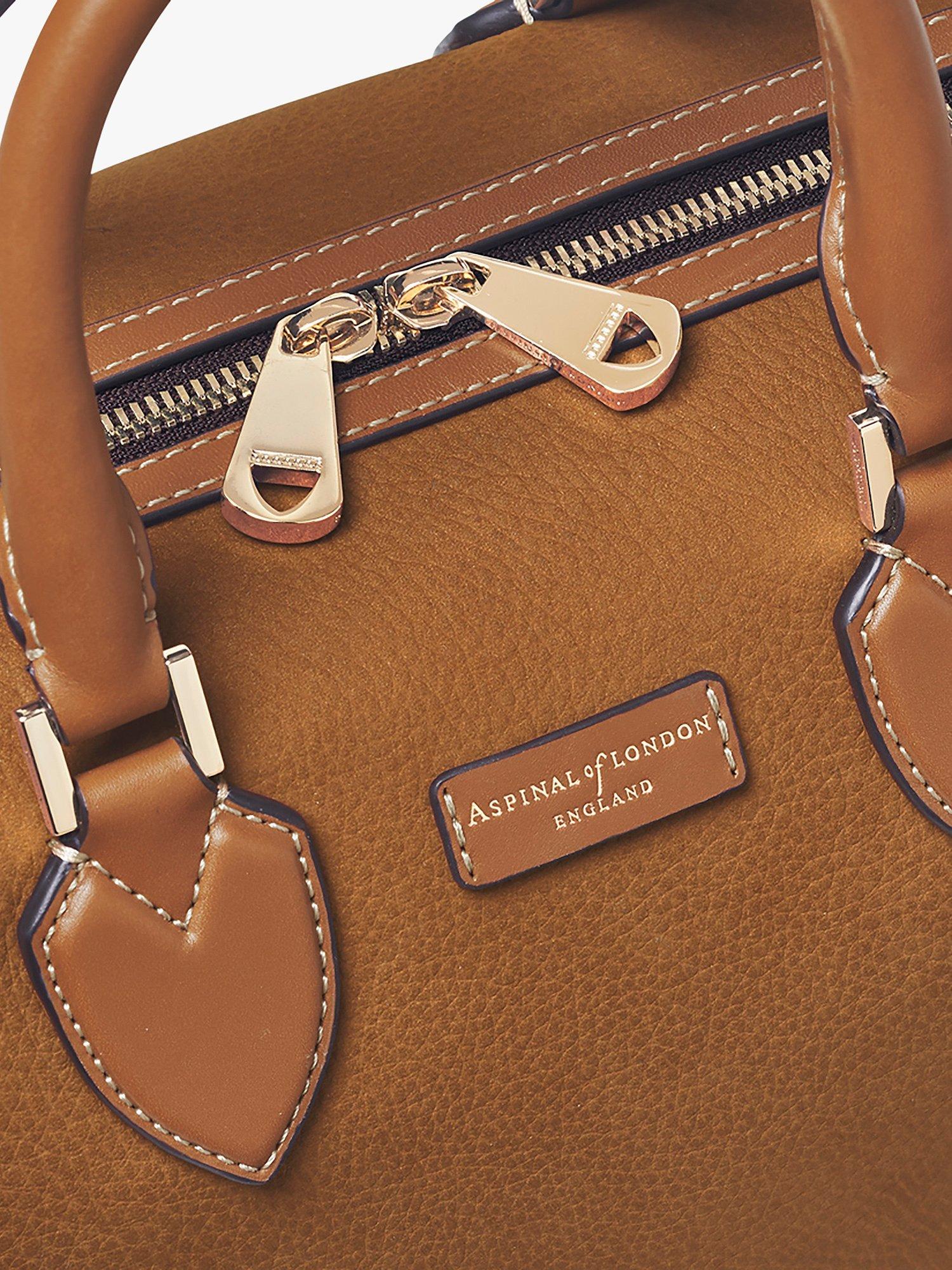 Aspinal of London Nubuck Small Bowling Bag, Tan