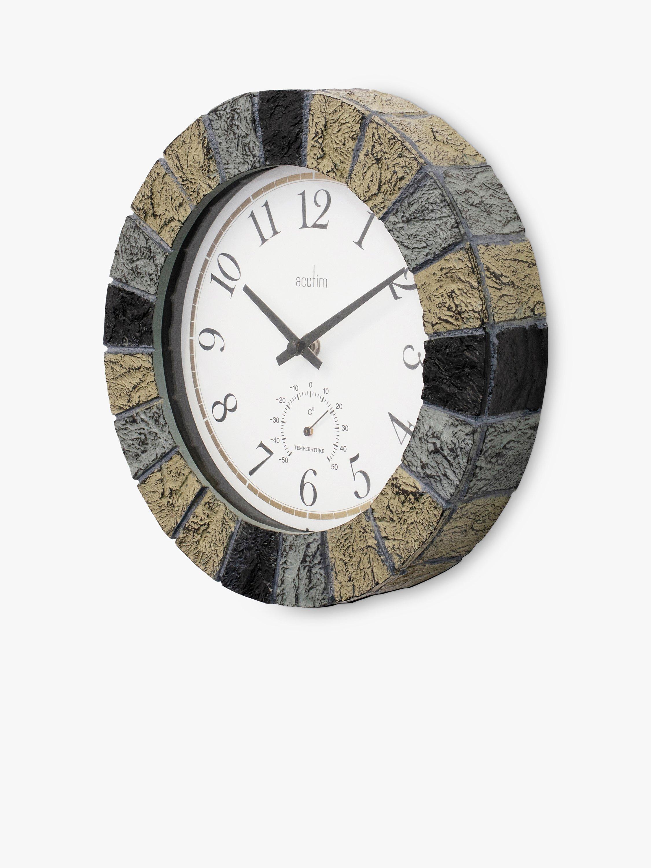 Acctim Bowfell Indoor/Outdoor Thermometer Analogue Wall Clock, 26cm, Slate