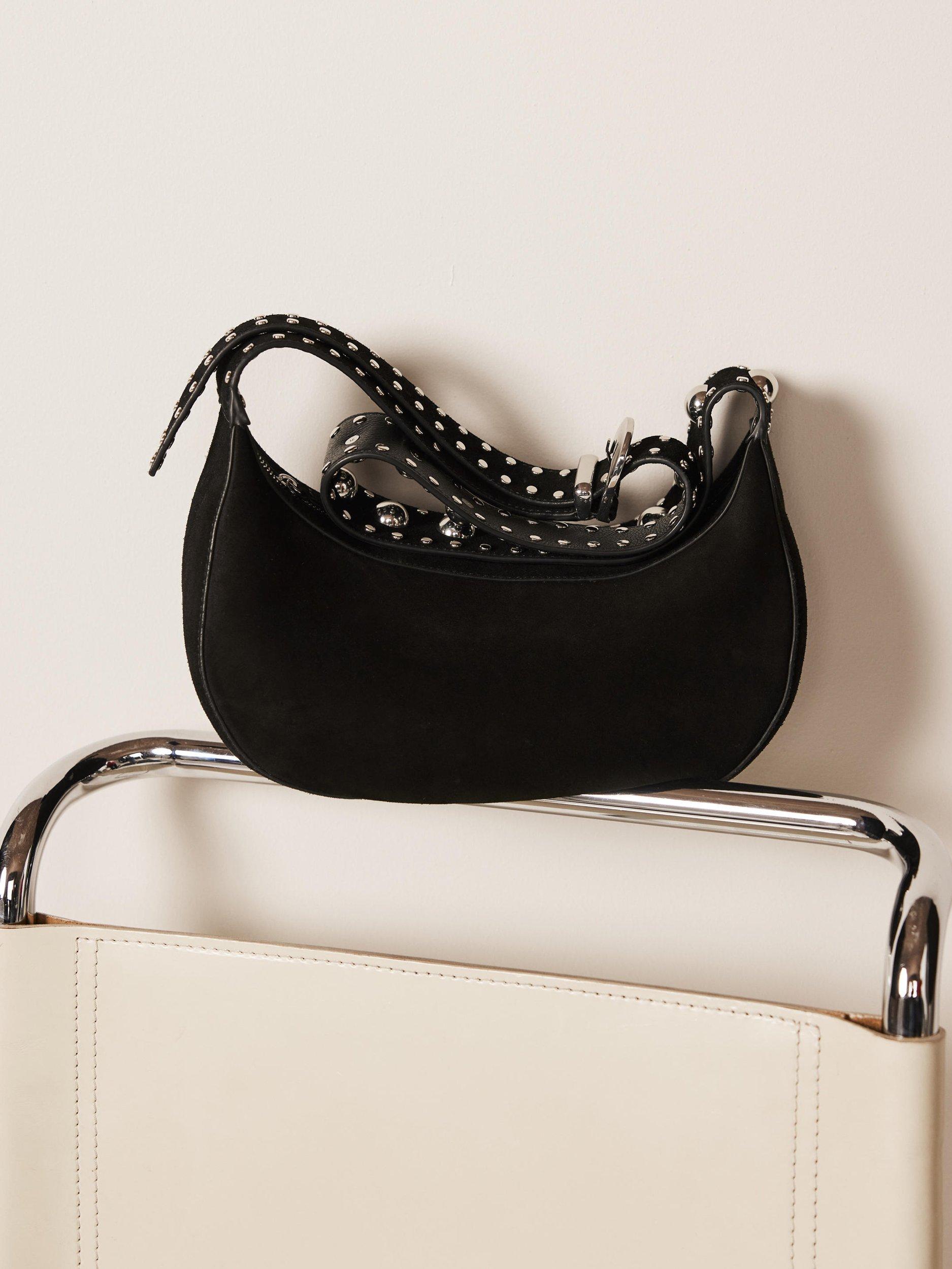 Mint Velvet Suede Studded Sling Bag, Black