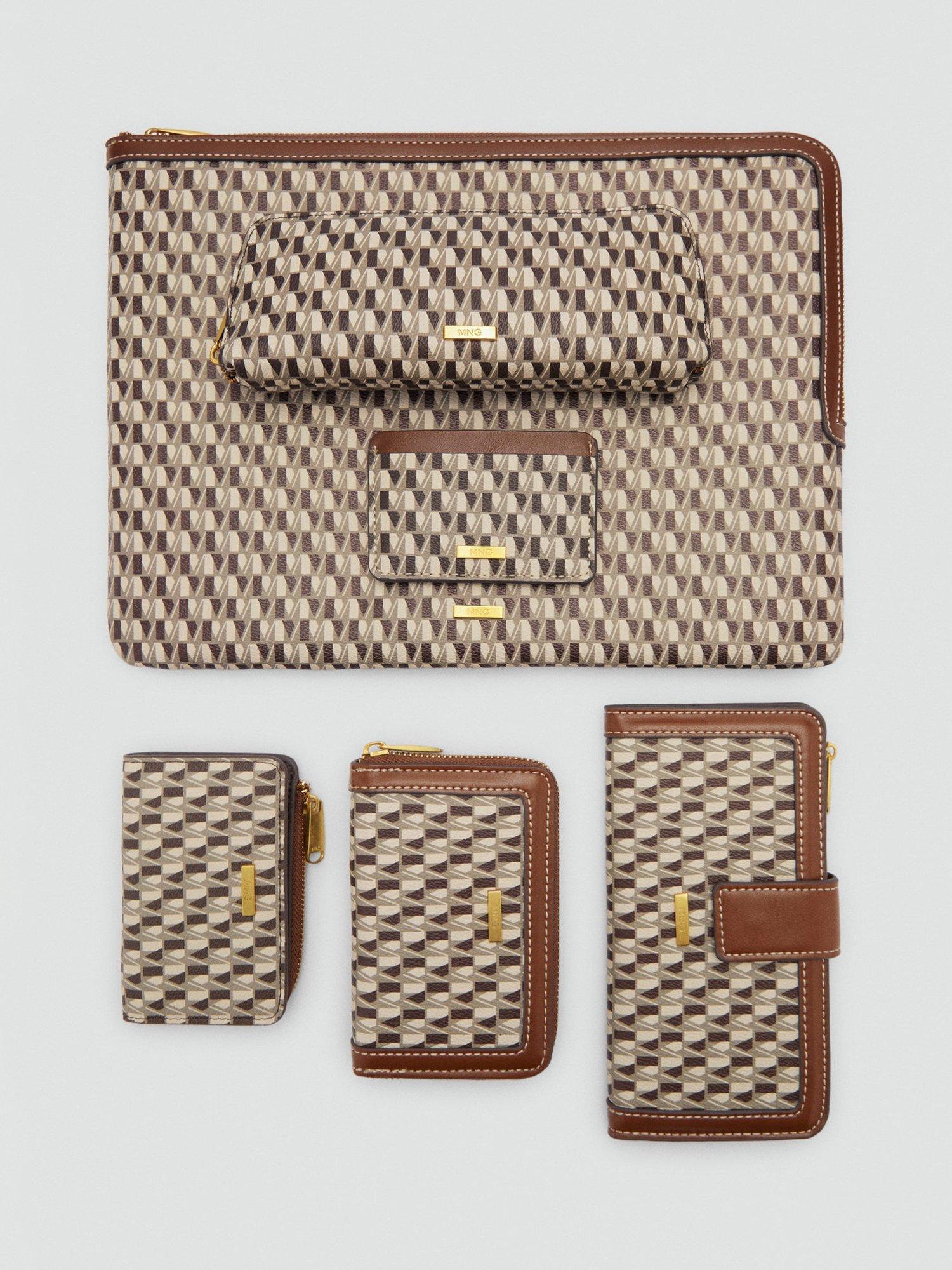 Mango Ivan Medium Logo Print Wallet, Brown/Multi