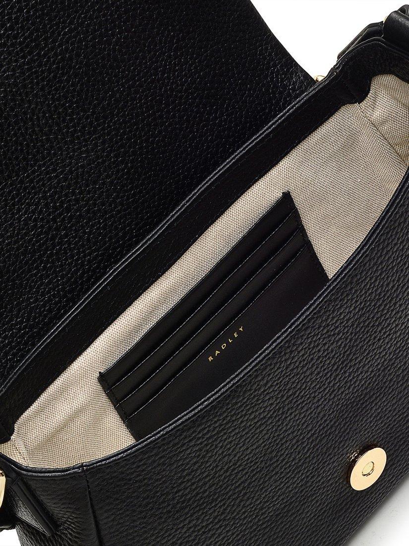 Radley Lulworth Road Leather Mini Flap Over Saddle Crossbody Bag, Black