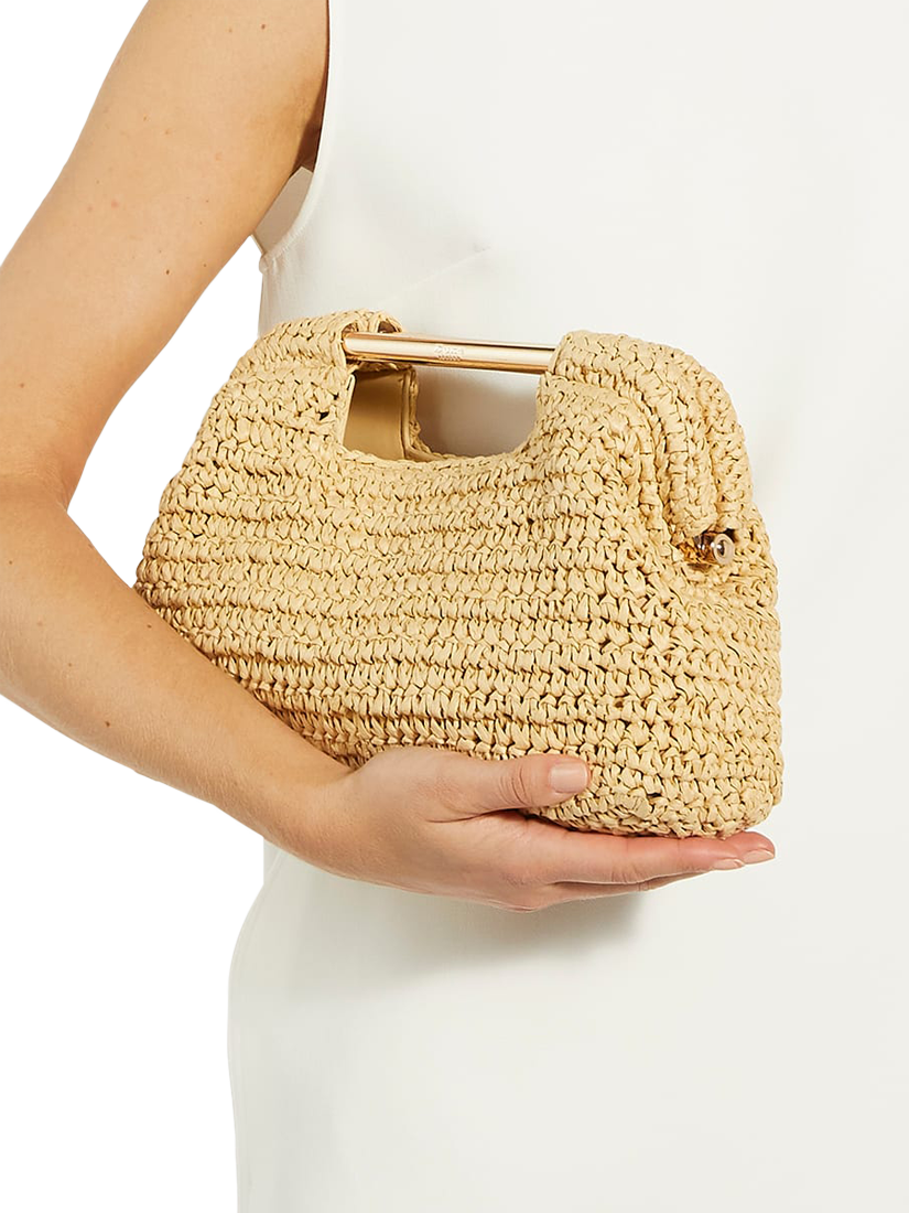 Dune Elsabeth Raffia Clutch Bag, Neutral