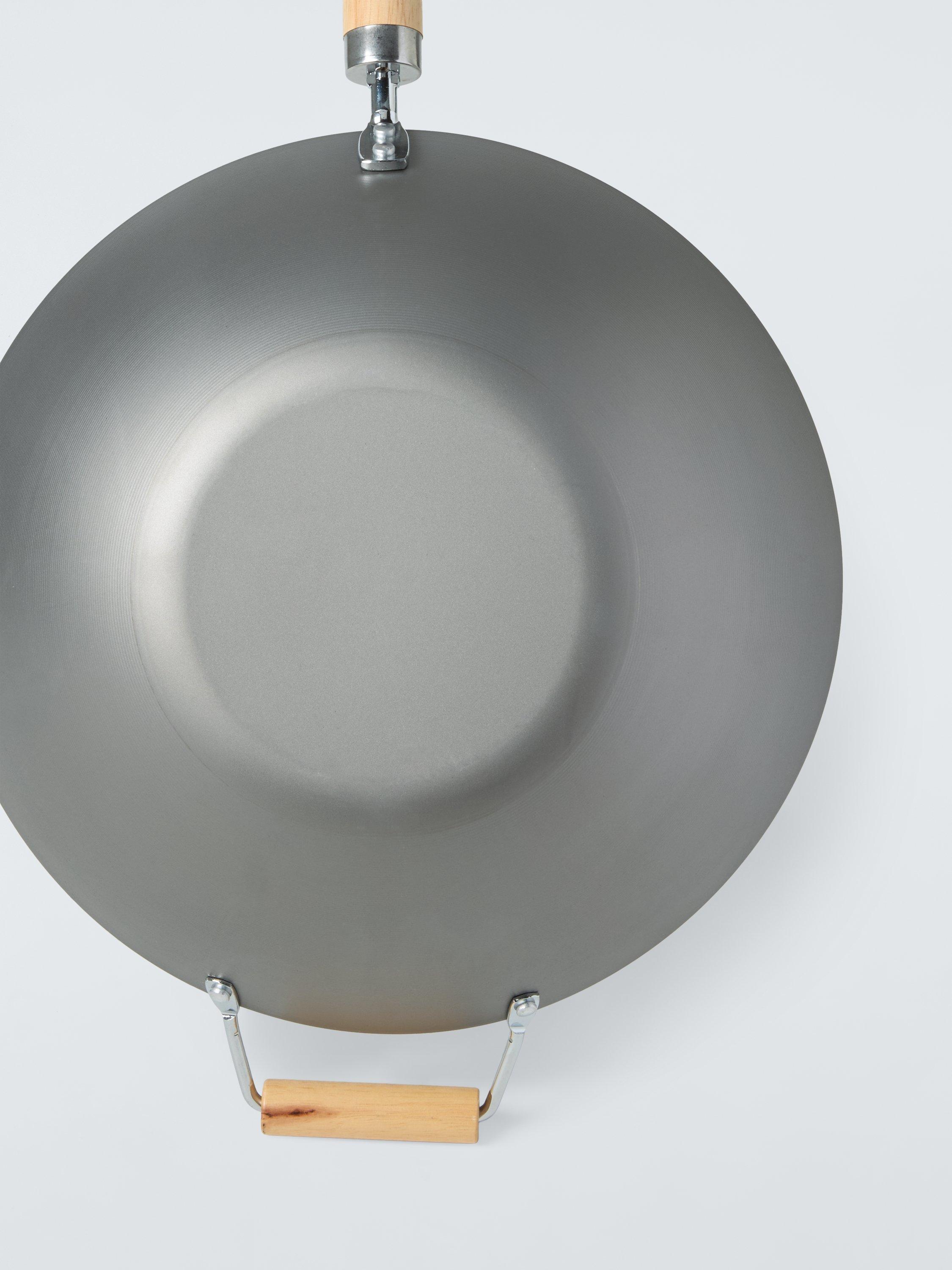 John Lewis Uncoated Carbon Steel Wok with Helper Handle, 35cm