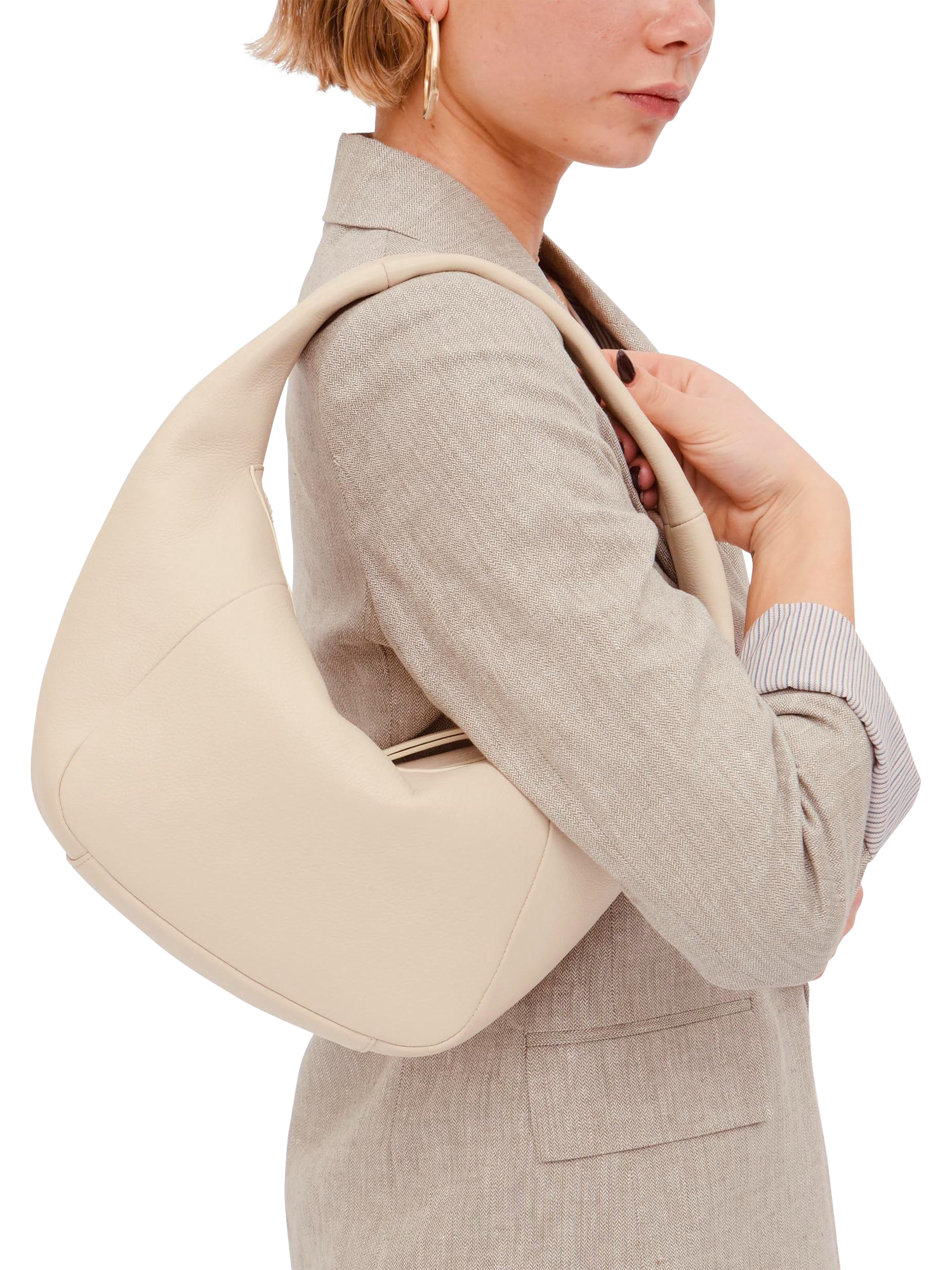 Apatchy London Jasmine Leather Shoulder Bag, Stone