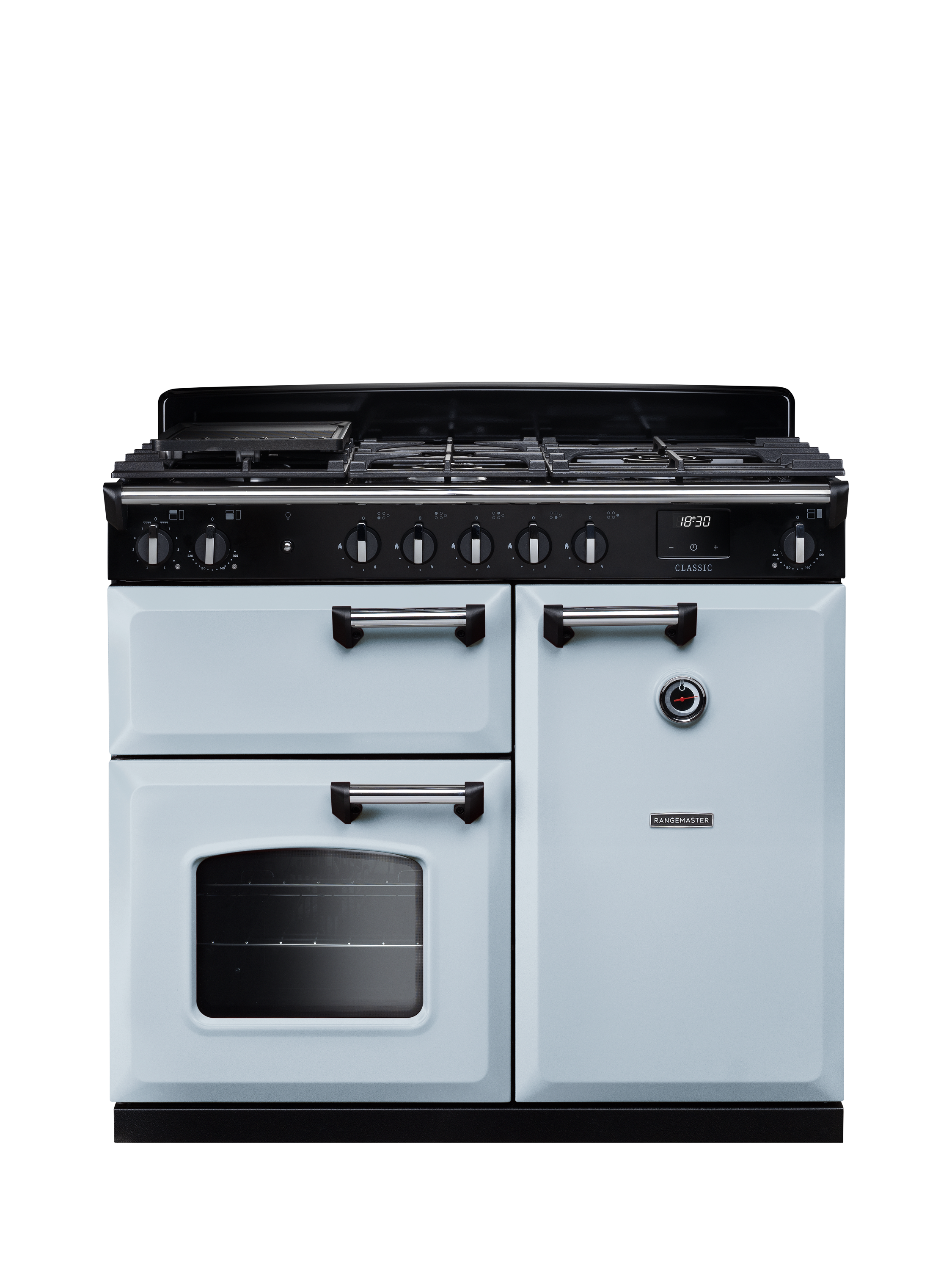 Rangemaster Classic CL100DFPBOR/CM1 Dual Fuel Range Cooker with Gas Hob