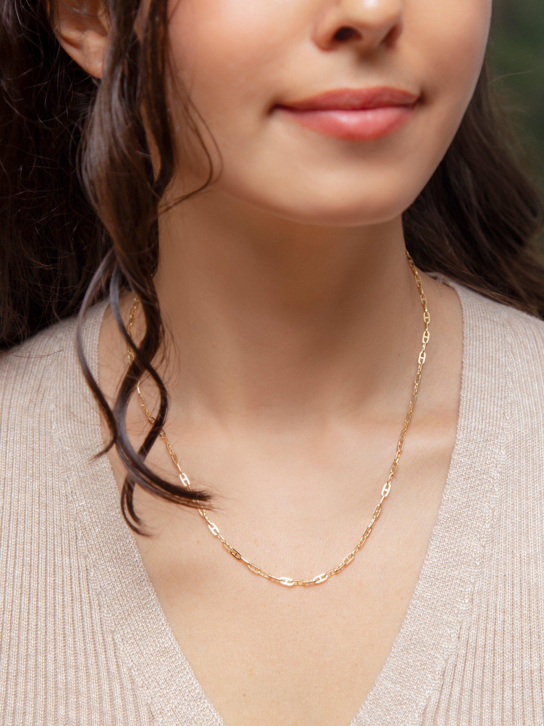 IBB 9ct Gold Small Square Rambo Chain Necklace, Gold