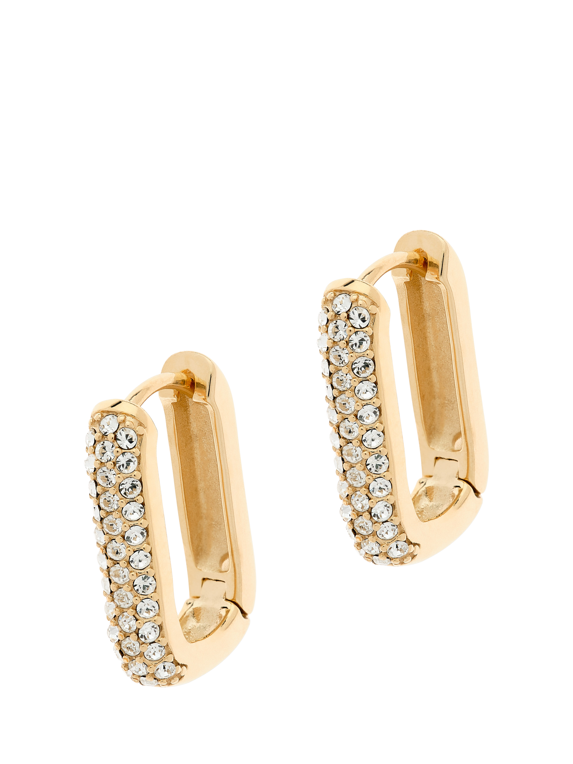 Melissa Odabash Crystal Oval Hoop Earrings Gold
