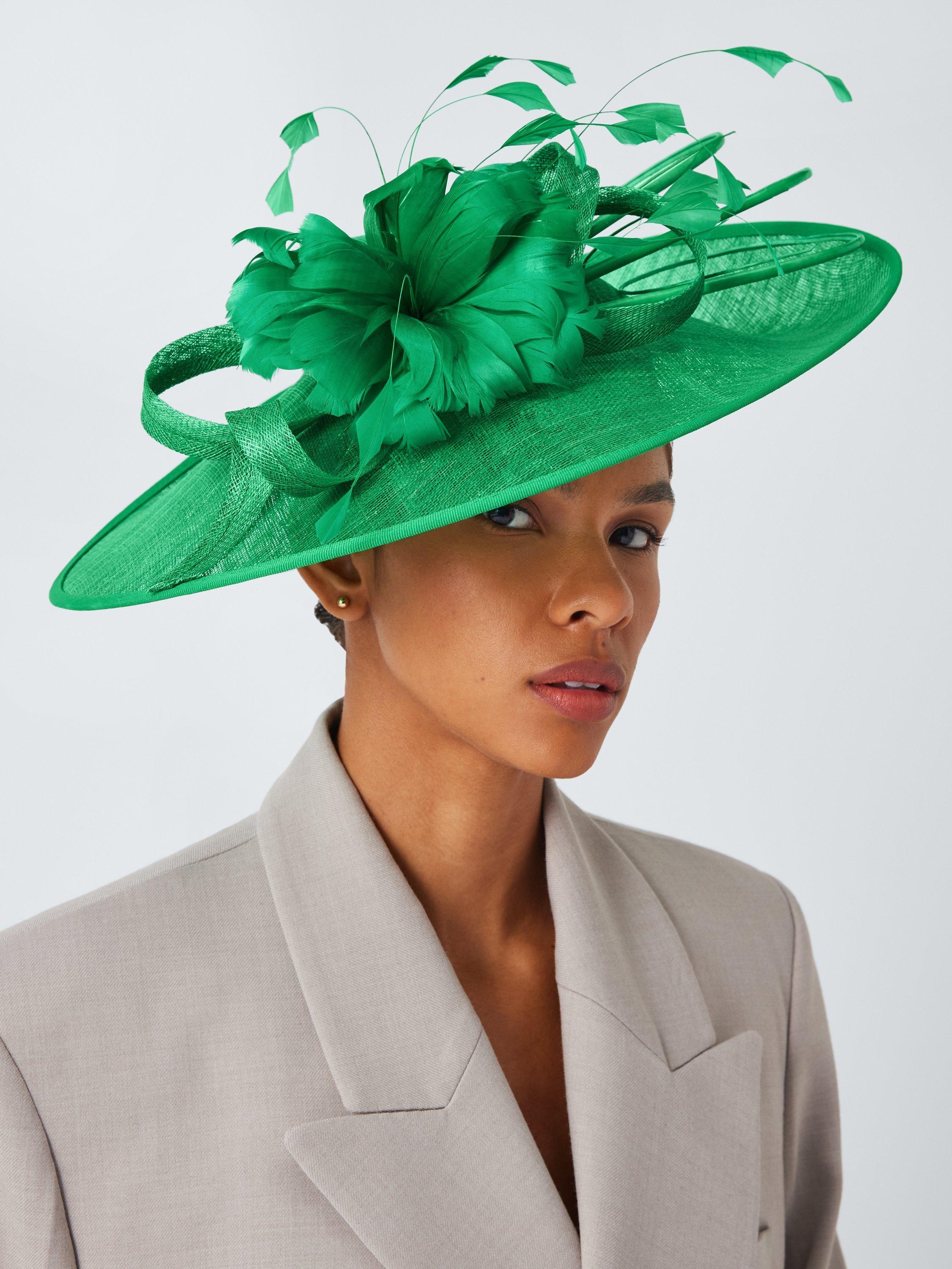 John Lewis Hattie Large Disc Occasion Hat, Green