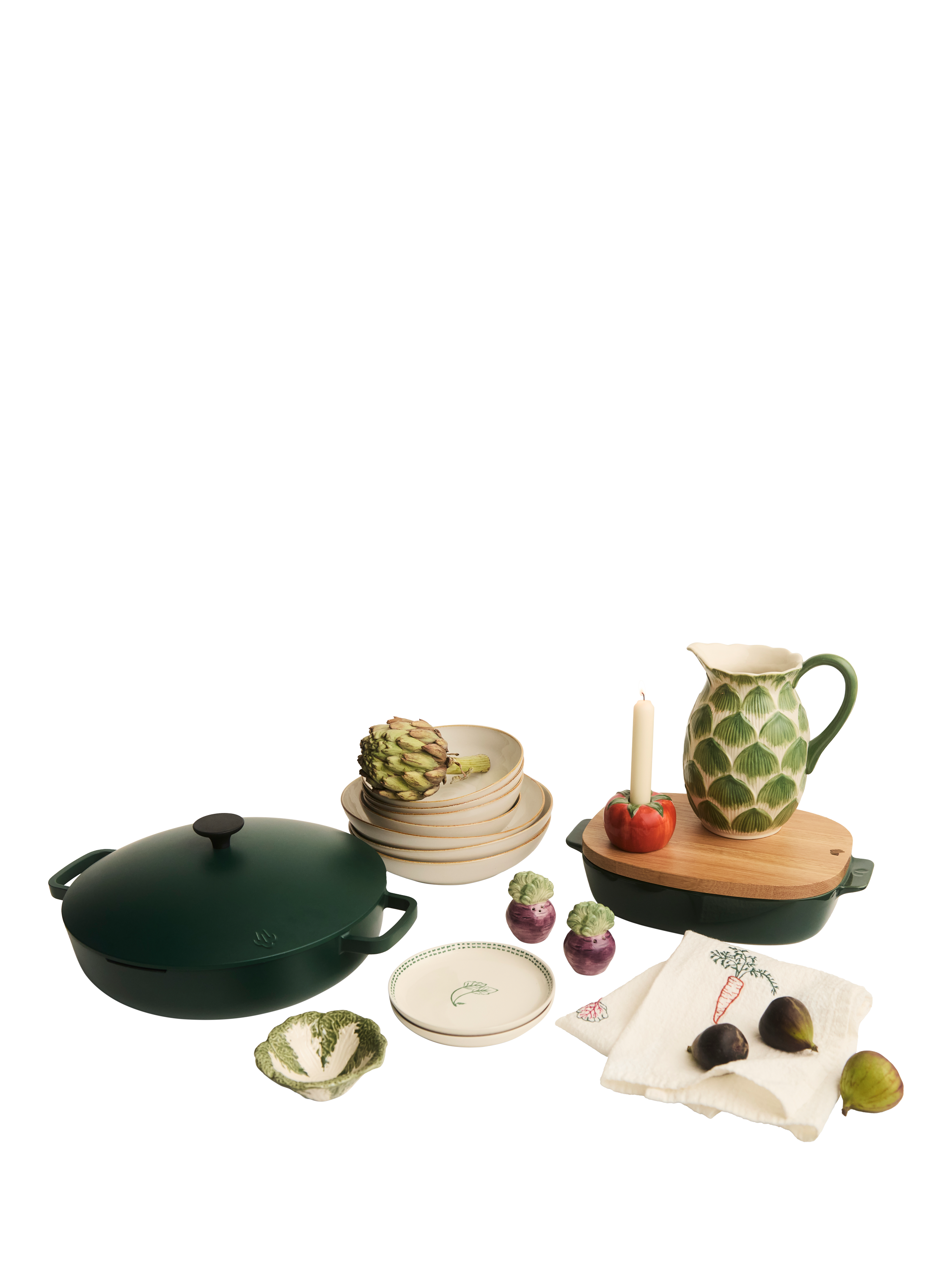 John Lewis X Deliciously Ella Stoneware Roaster with Handles, 26cm, Green