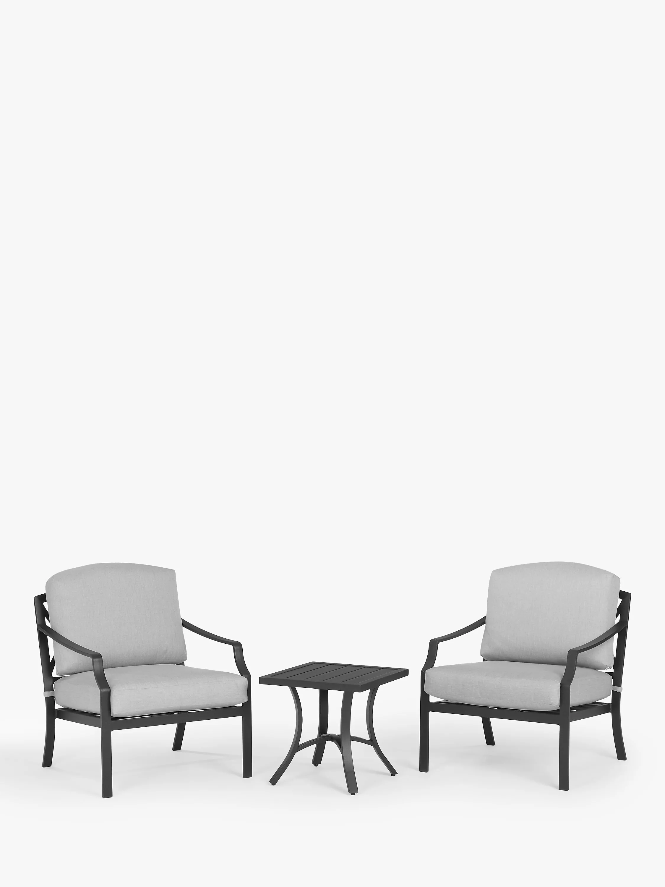 John Lewis Marlow Aluminium 2 Seater Garden Bistro Table Chairs Set Black Grey
