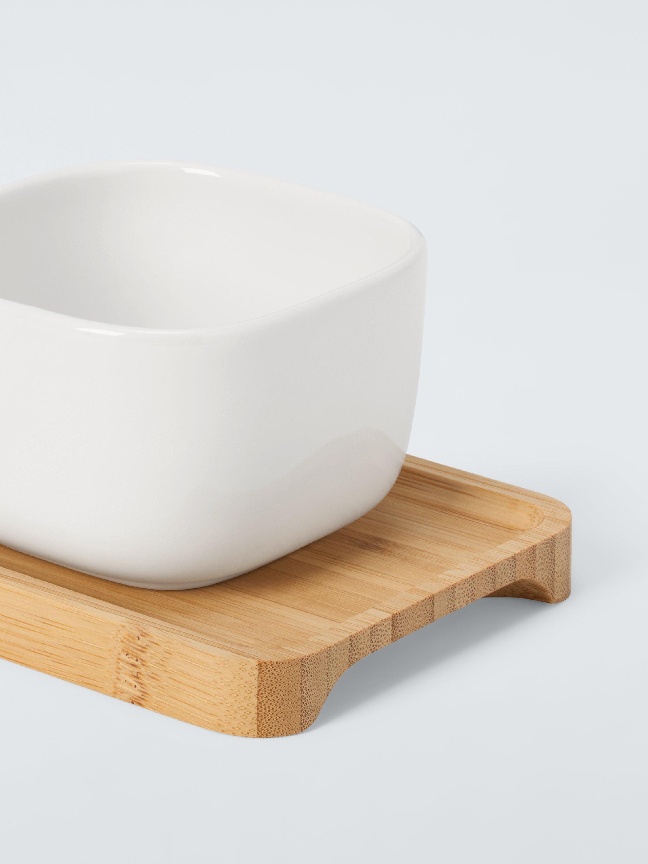 BIA Share Square Stoneware Snack Bowls with Bamboo Tray, Set of 2 ...