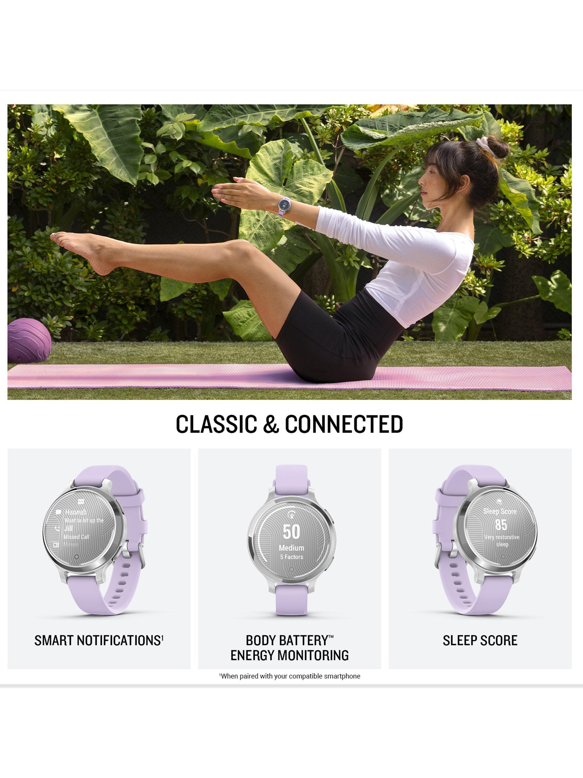 Garmin Lily 2 Active Smart Fitness Watch with Silicone Band, Silver and ...