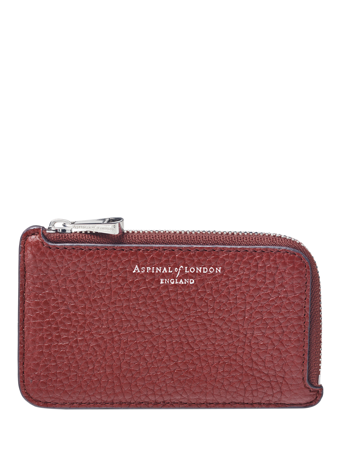 Aspinal of London Leather Zipped Coin & Card Holder, Merlot