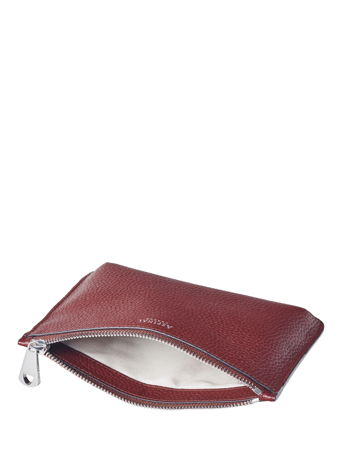 Aspinal of London Medium Ella Pebble Grain Leather Pouch, Merlot
