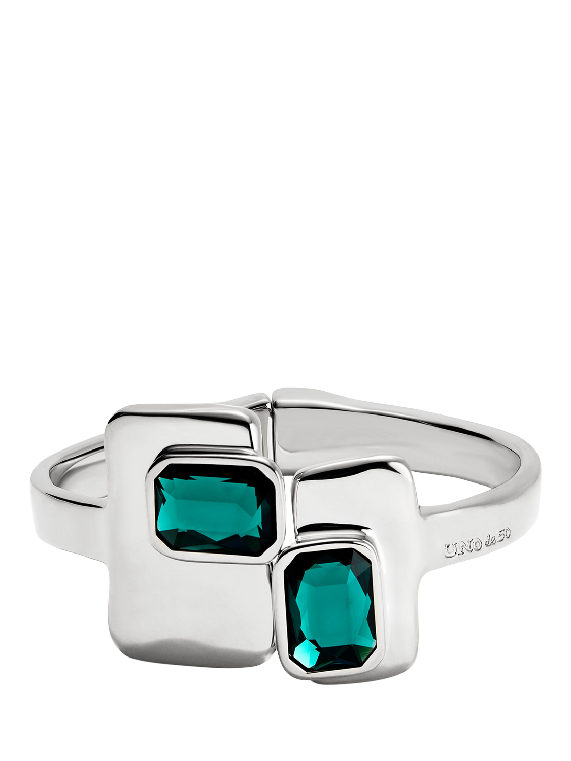 UNOde50 Art Crystal Rigid Bangle, Silver