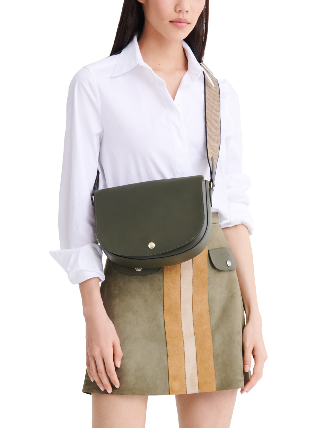 Longchamp Épure Leather Medium Crossbody Bag, Khaki