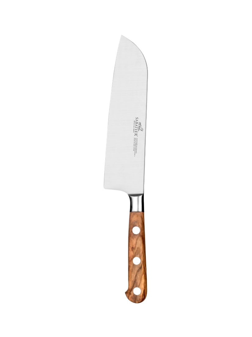 SABATIER Ideal Provencao Olive Wood Handle Santoku Knife, 18cm