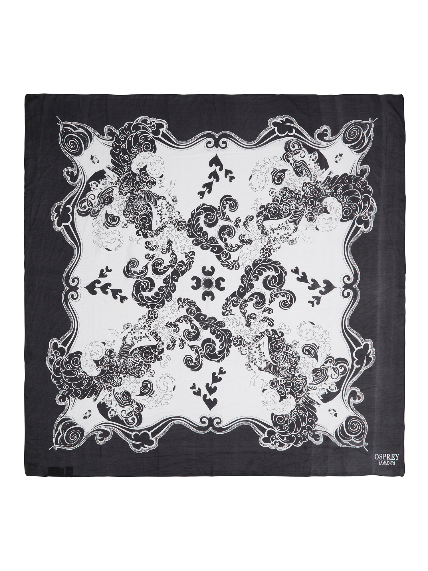 OSPREY LONDON Flamenco Dancers Silk Scarf, Black/Ivory