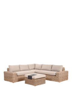 Pacific Como 6-Seater Corner Garden Woven Rattan Lounge Set, Natural