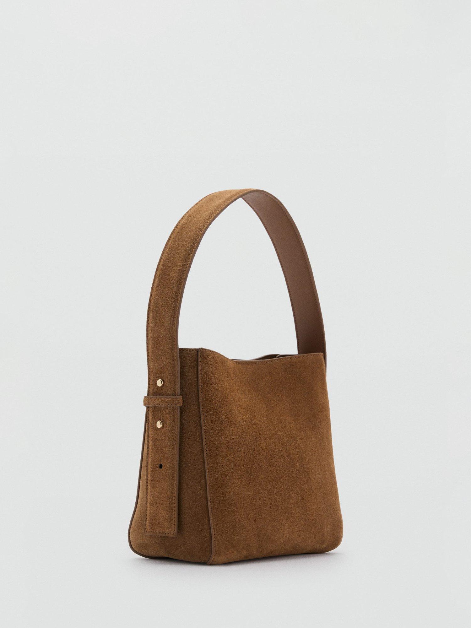 Mango Suede Shoulder Bag, Medium Brown