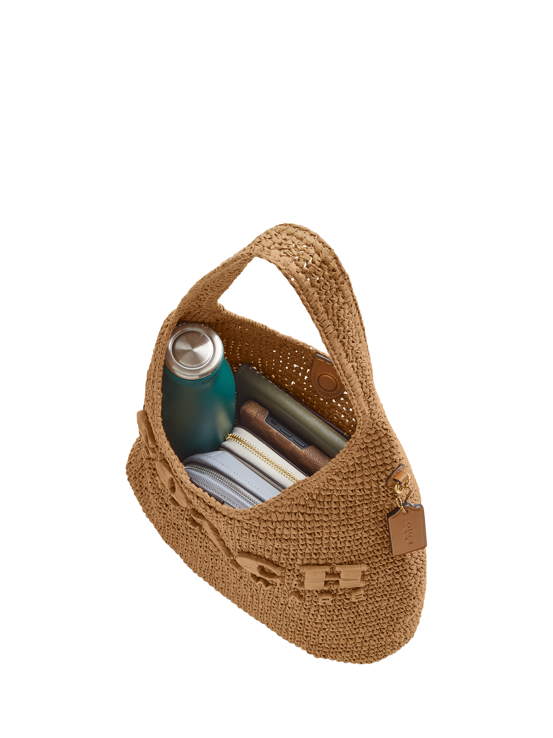 Coach Brooklyn 28 Straw Shoulder Bag, Golden