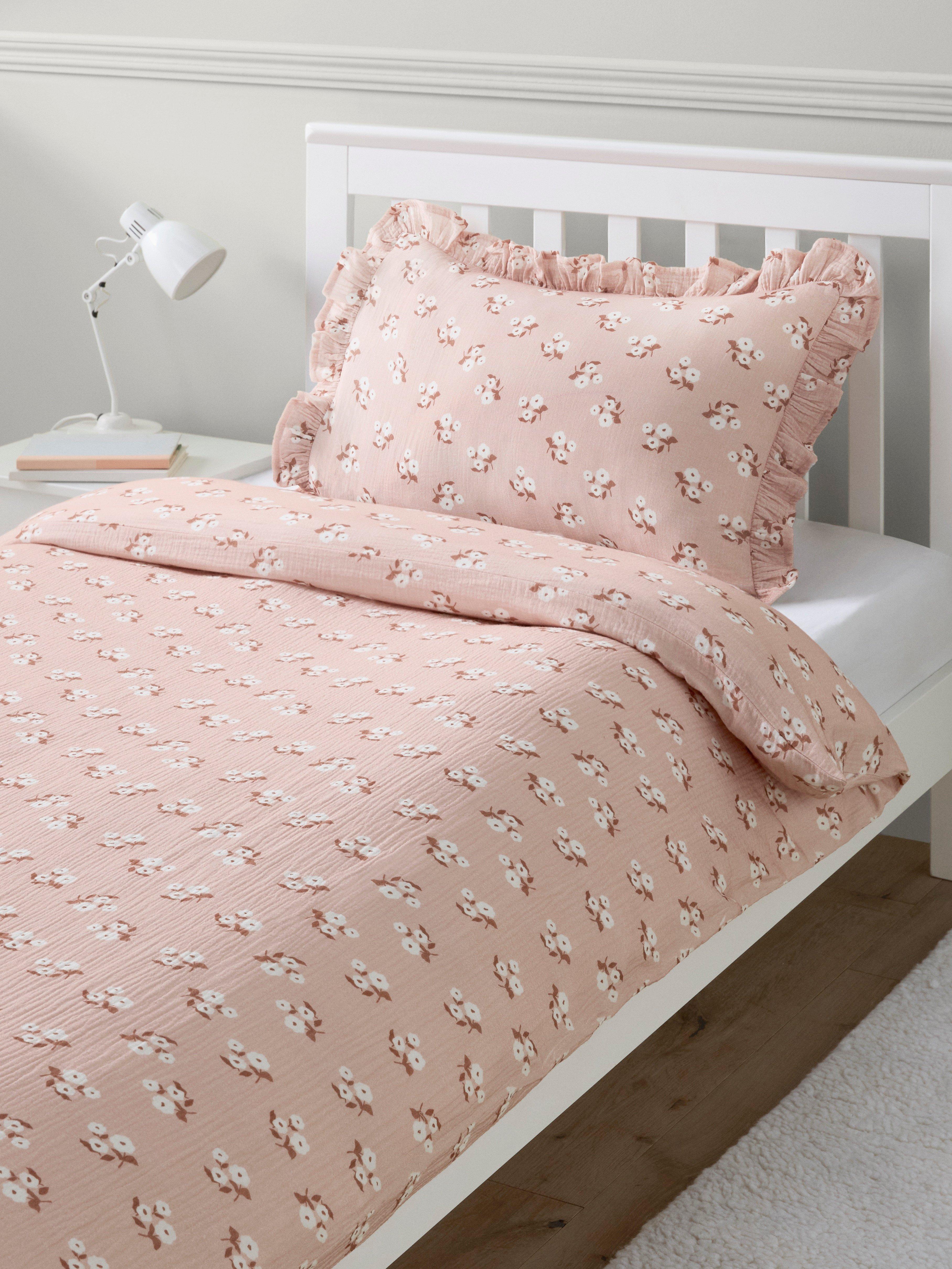 John Lewis Floral Posy Duvet Cover and Pillowcase Set, Single, Pink