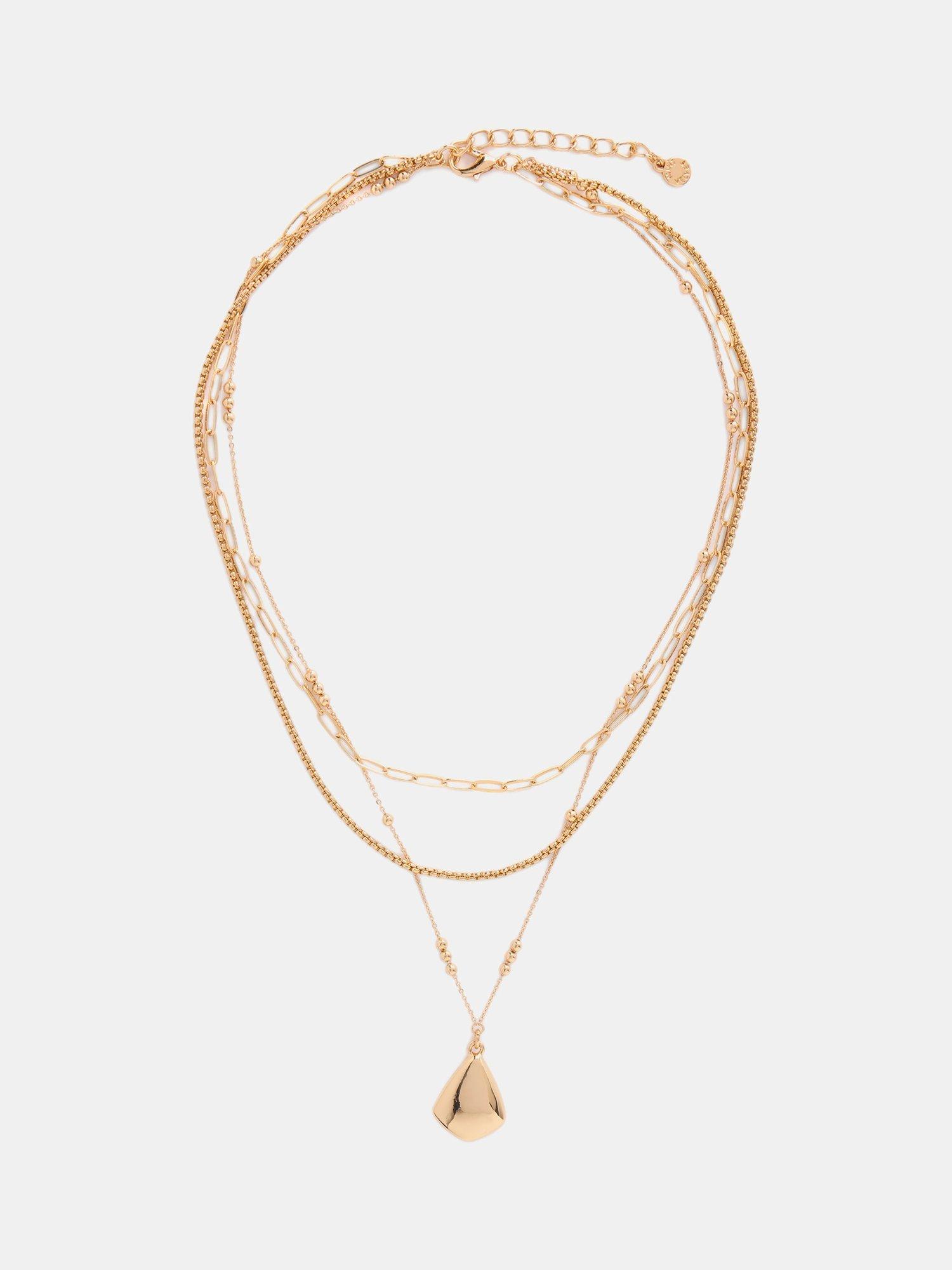 Mint Velvet Hanging Pendant Layered Necklace Gold