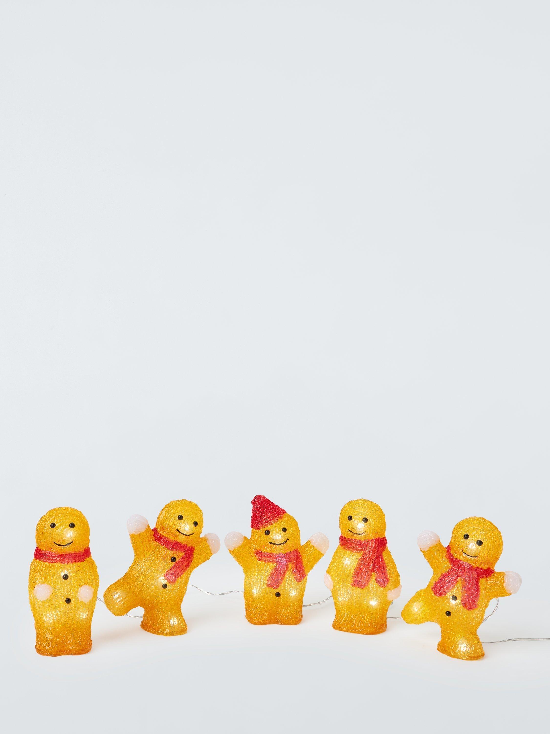 John Lewis Acrylic Gingerbread Man LED Lit Figures, Set of 5