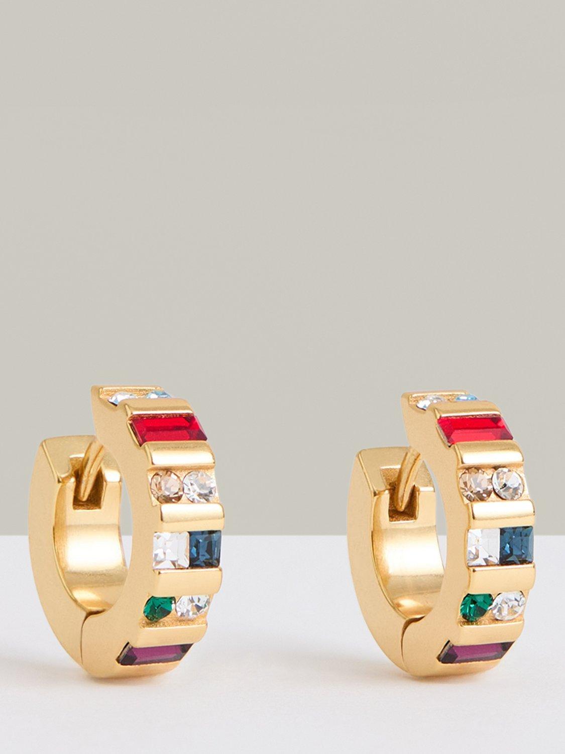 Reiss Sadie Crystal Huggie Hoop Earrings