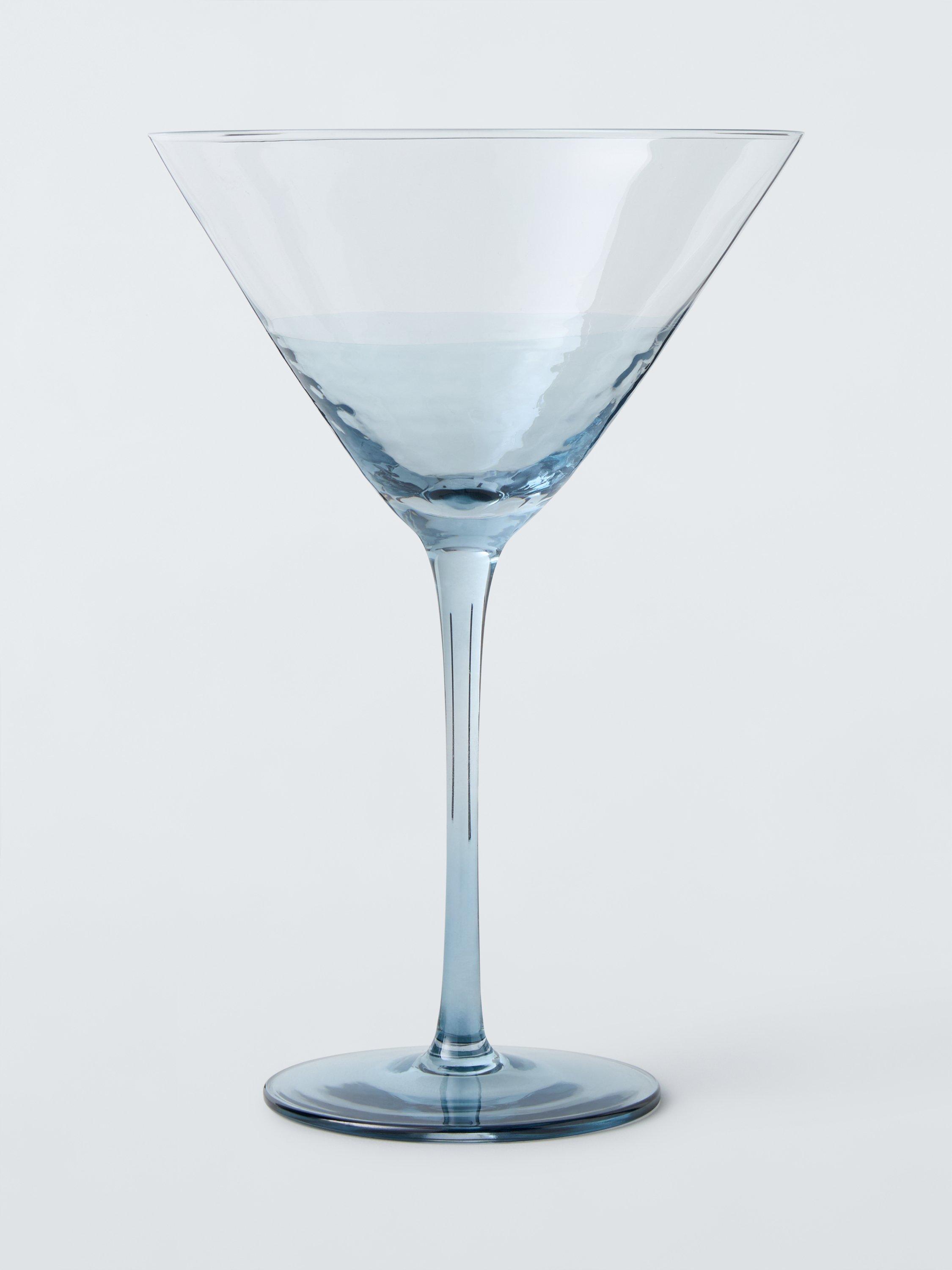 John Lewis Frosted Blue Base Martini Cocktail Glass, Set of 2, 255ml