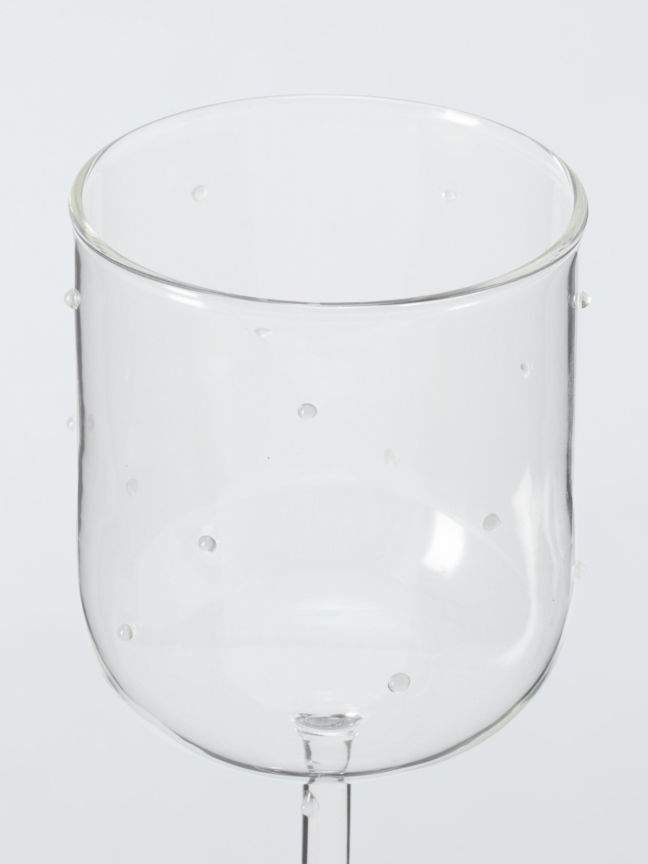 John Lewis White Polka Dot Wine Glass, Set of 2, 340ml, Clear