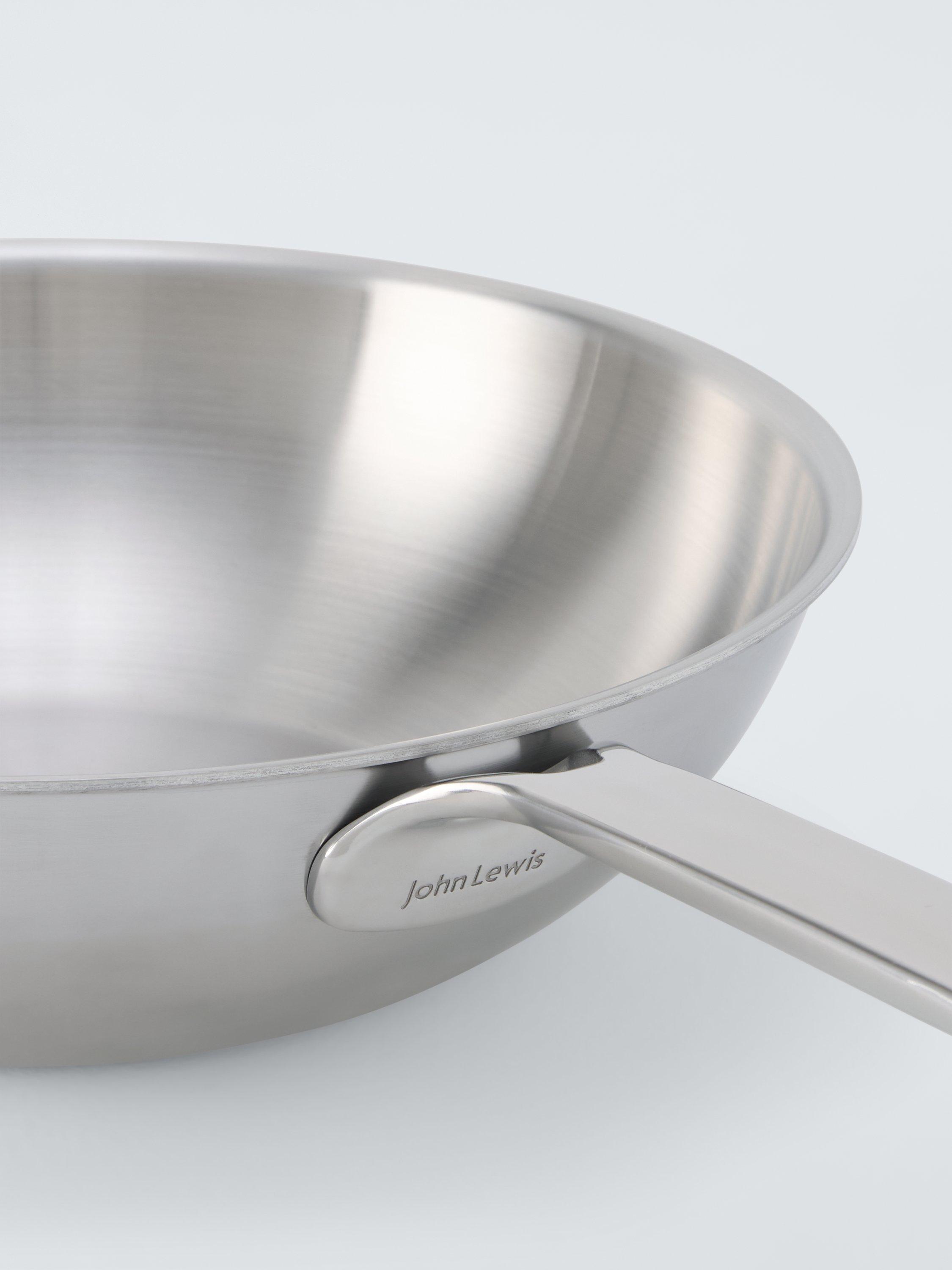 John Lewis 5-Ply Thermacore Stainless Steel Uncoated Wok with Helper Handle, 30cm