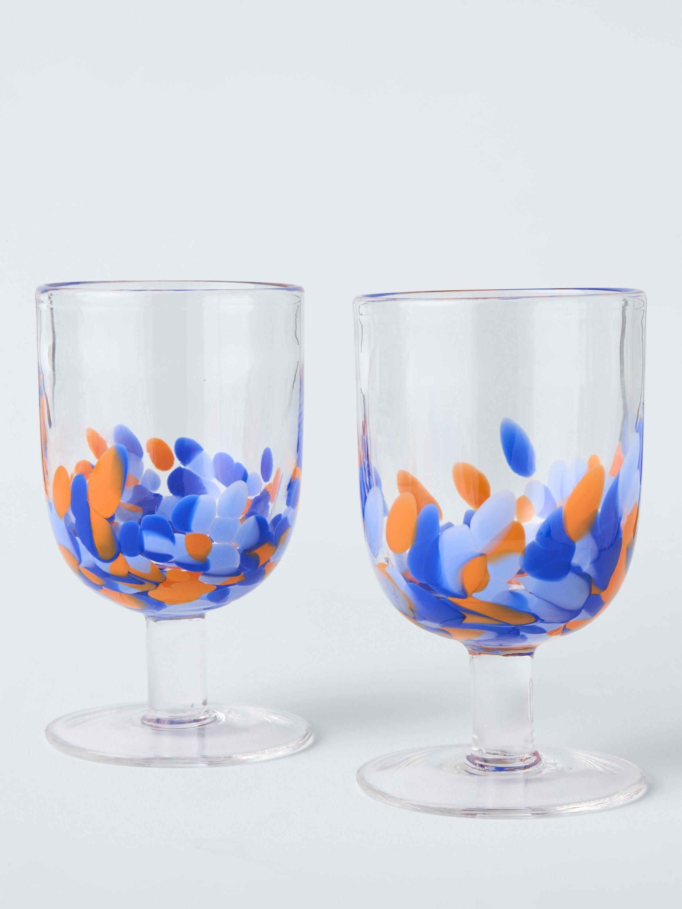 John Lewis Confetti Base Wine Glass, Set of 2, 230ml, Blue/Multi
