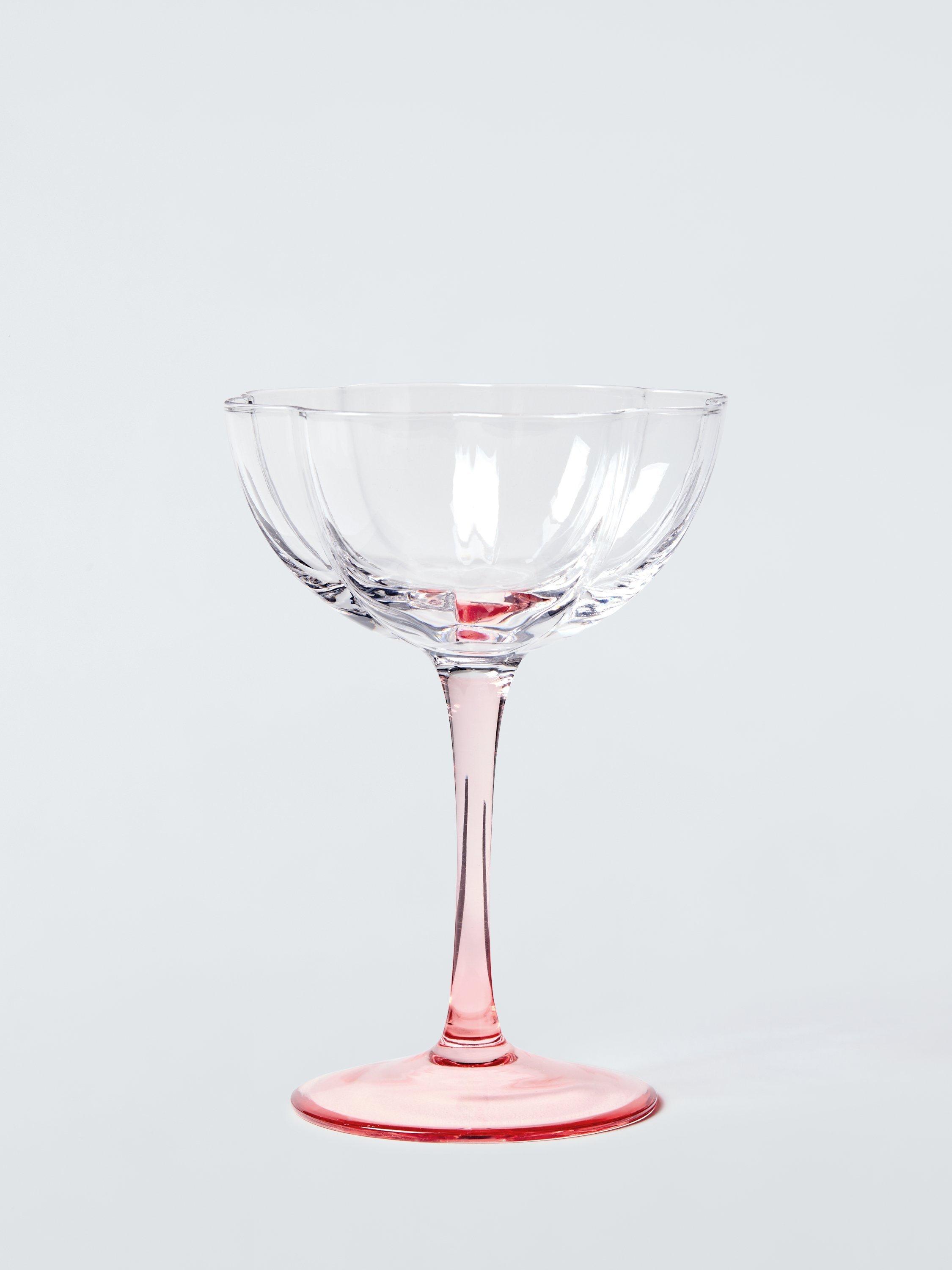 John Lewis Colour Stem Scallop Coupe Cocktail Glass, 200ml, Pink