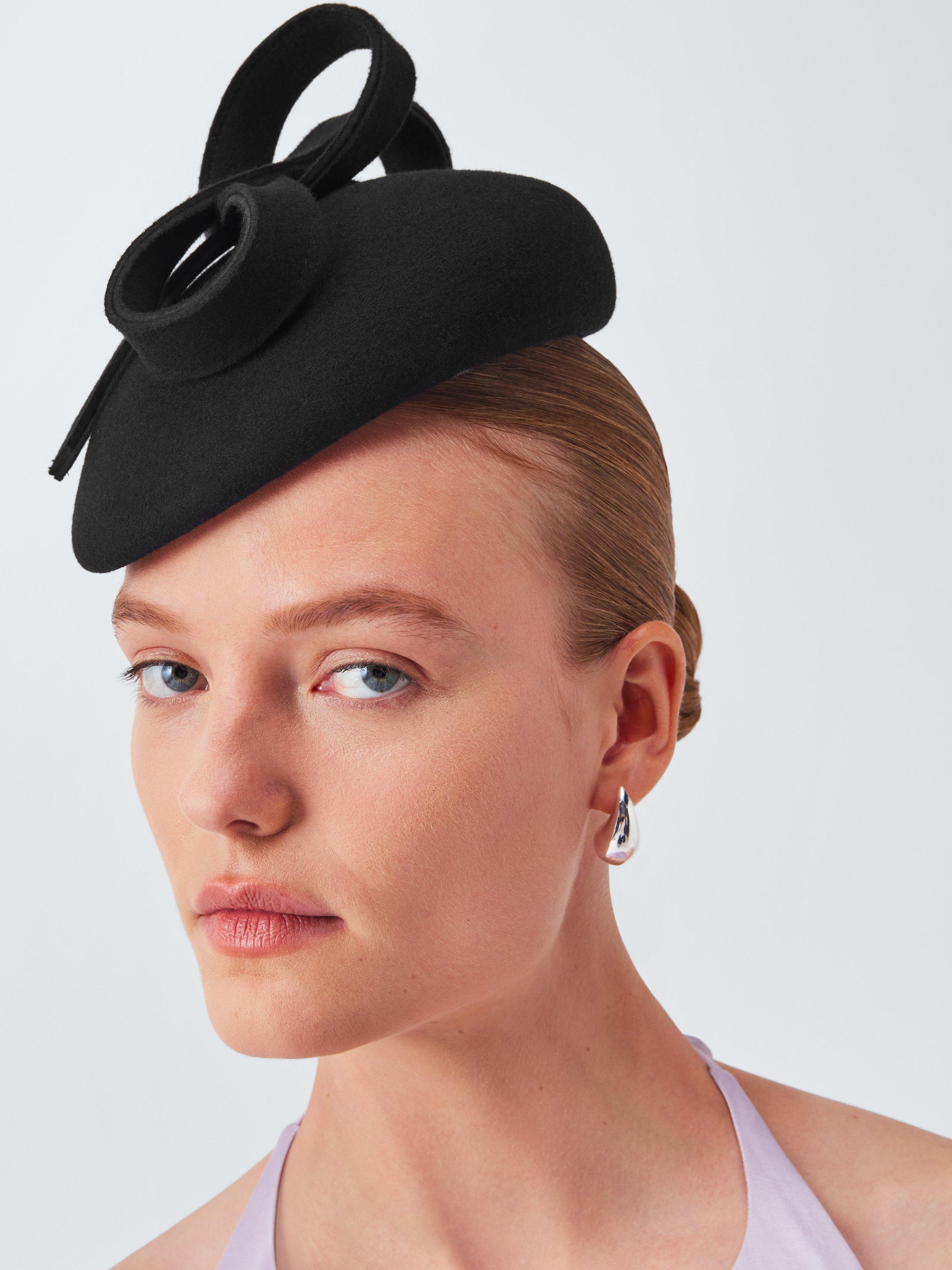 Whiteley Kirsten Wool Felt Pillbox Fascinator, Black