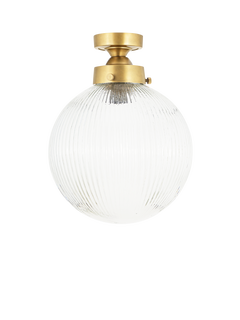 nkuku Konnie Ribbed Glass Globe Bathroom Ceiling Light, Clear