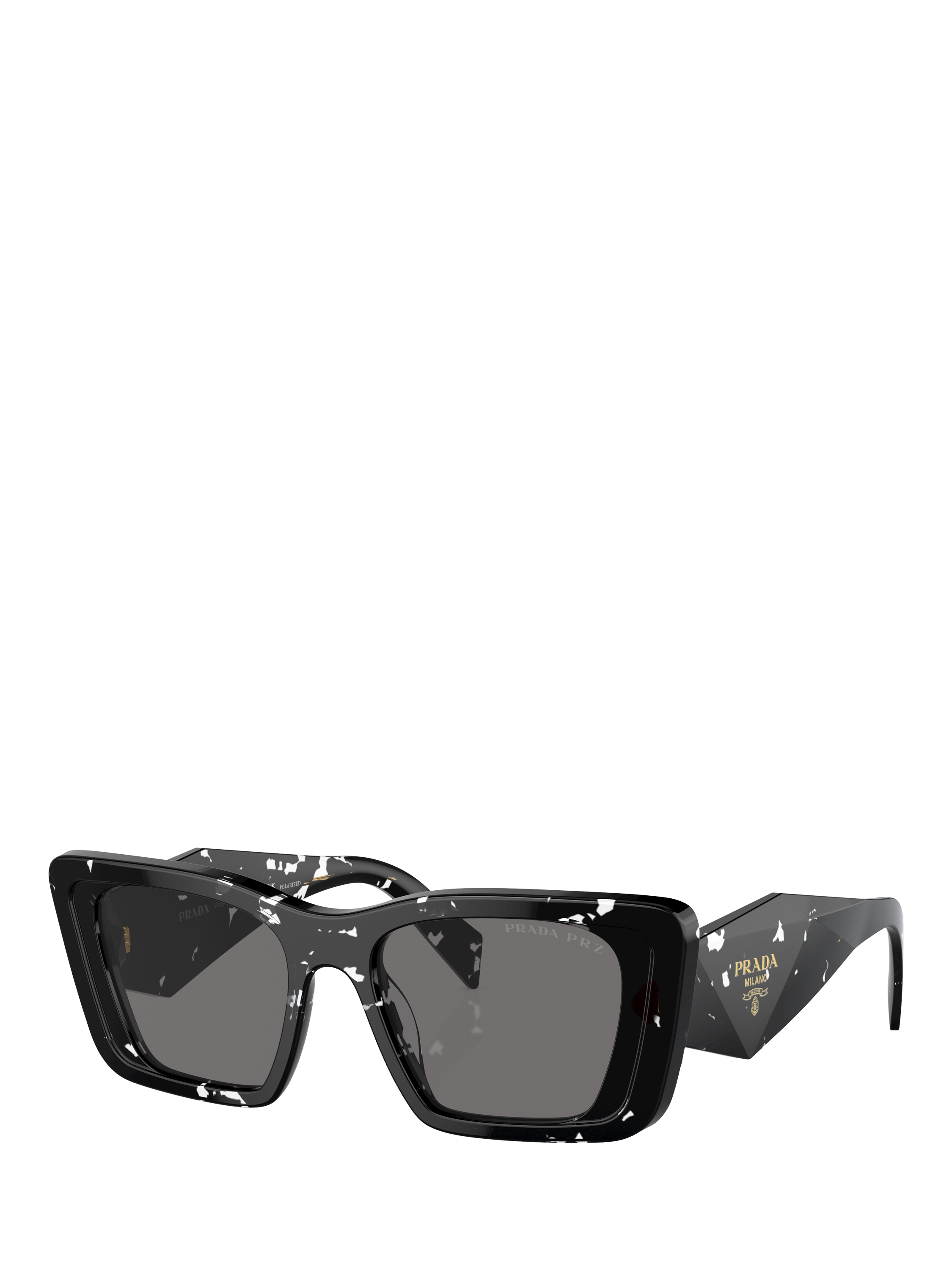 Prada PR 08YS Women's Polarised Cat's Eye Sunglasses, Black Crystal ...
