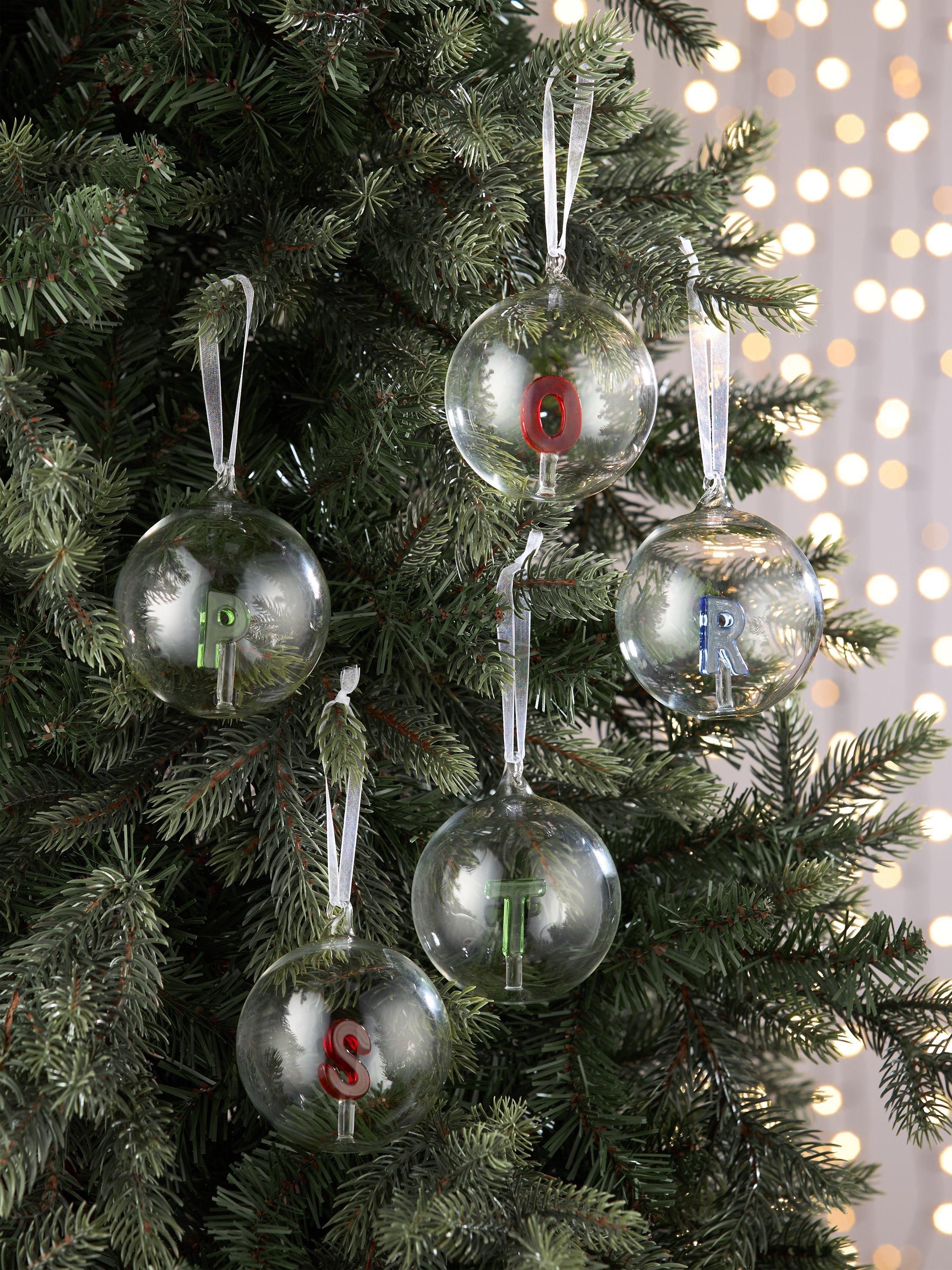 John Lewis Enclosed Alphabet Glass Bauble, P