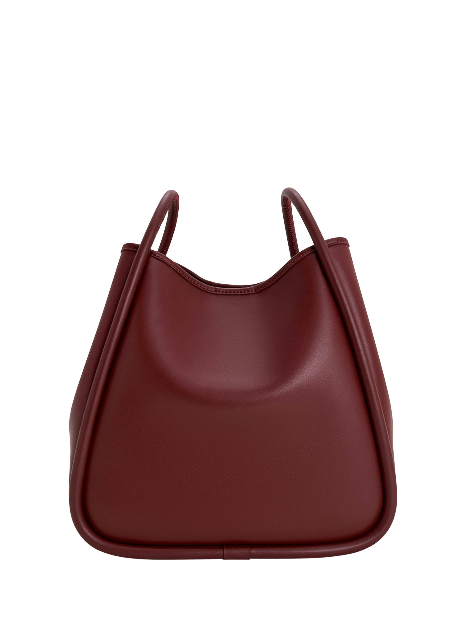 CHARLES & KEITH Lyla Tubular Slouchy Faux Leather Tote Bag, Mulberry Plum