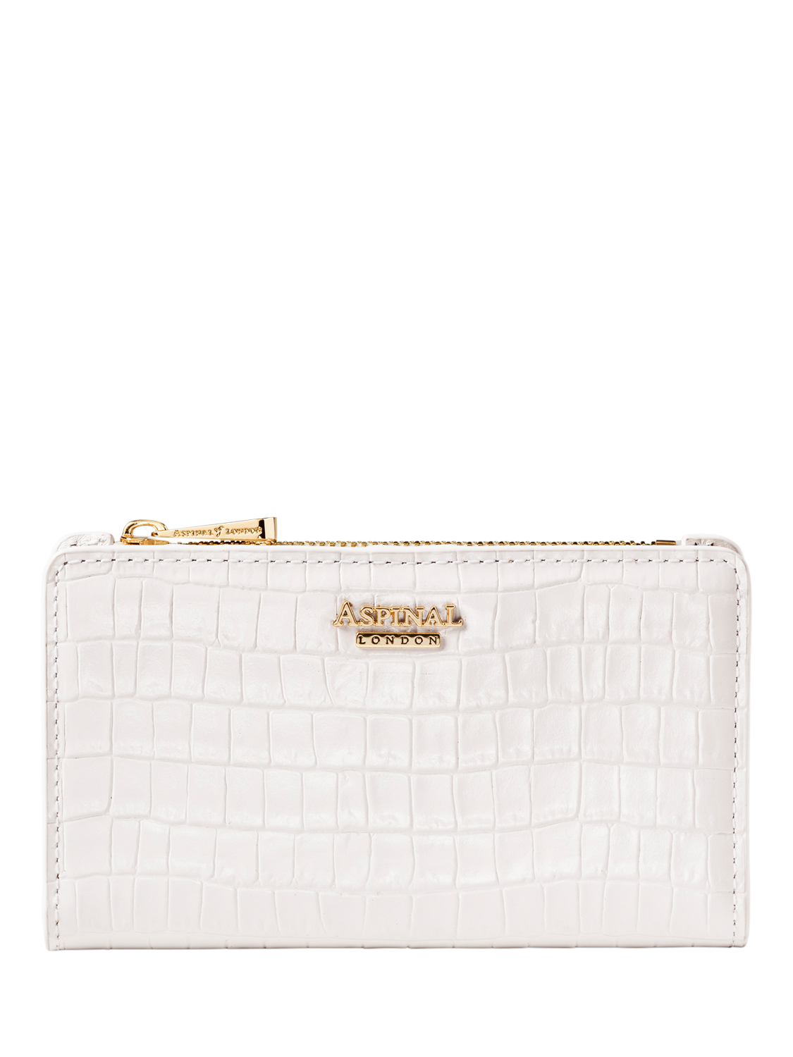 Aspinal of London Mayfair Faux Patent Croc Leather Coin & Card Bifold ...