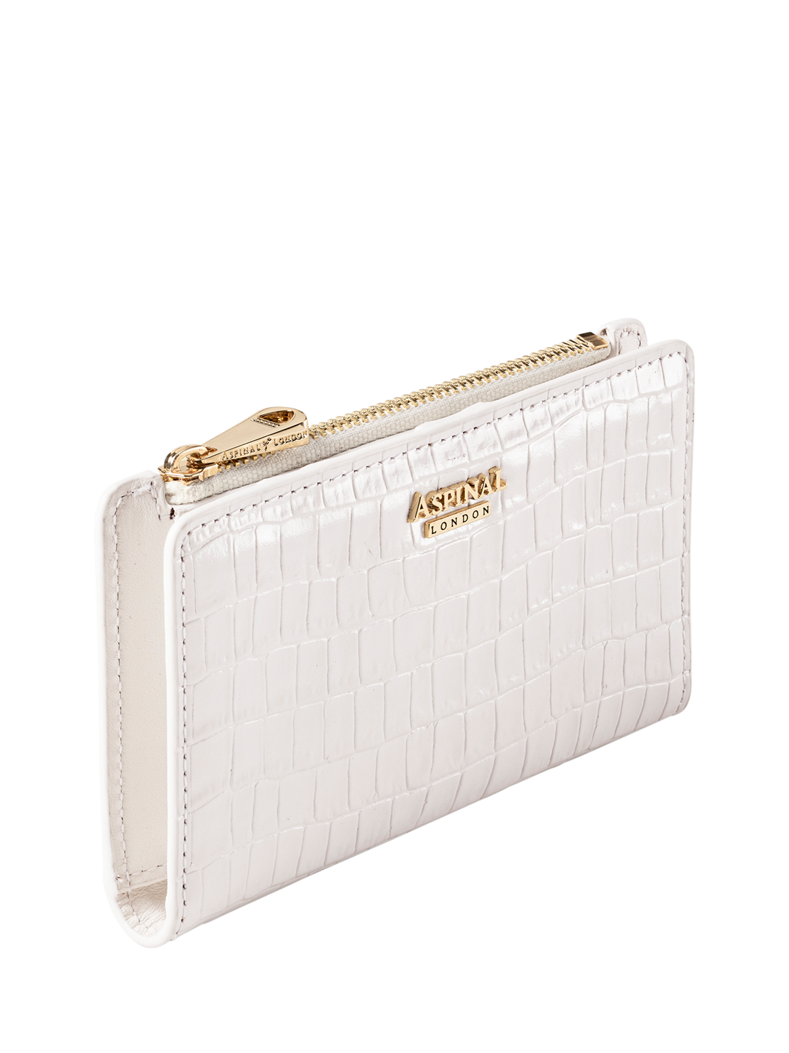 Aspinal of London Mayfair Faux Patent Croc Leather Coin & Card Bifold ...