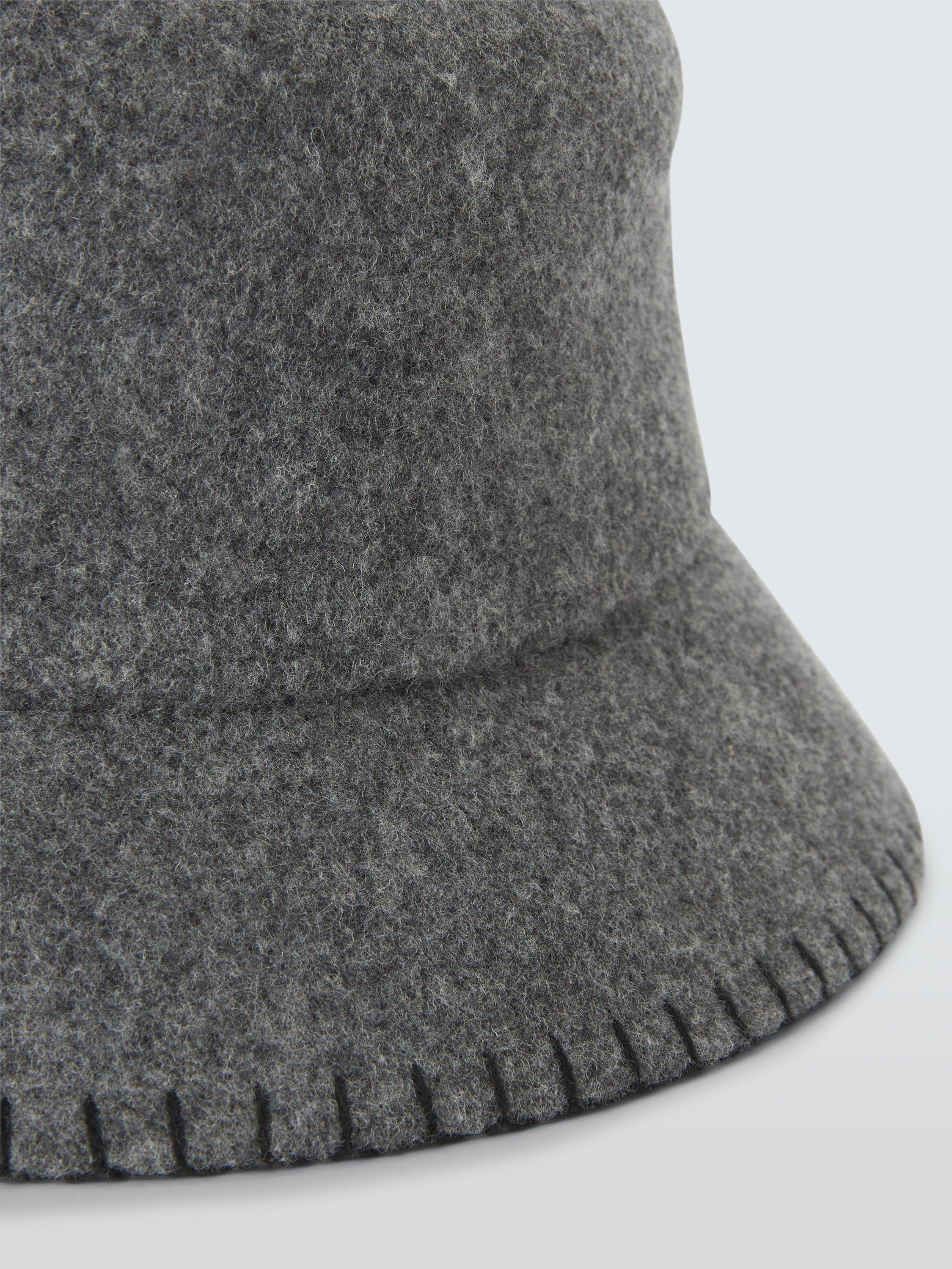 John Lewis Wool Blend Plaited Edge Bucket Hat, Grey Marl
