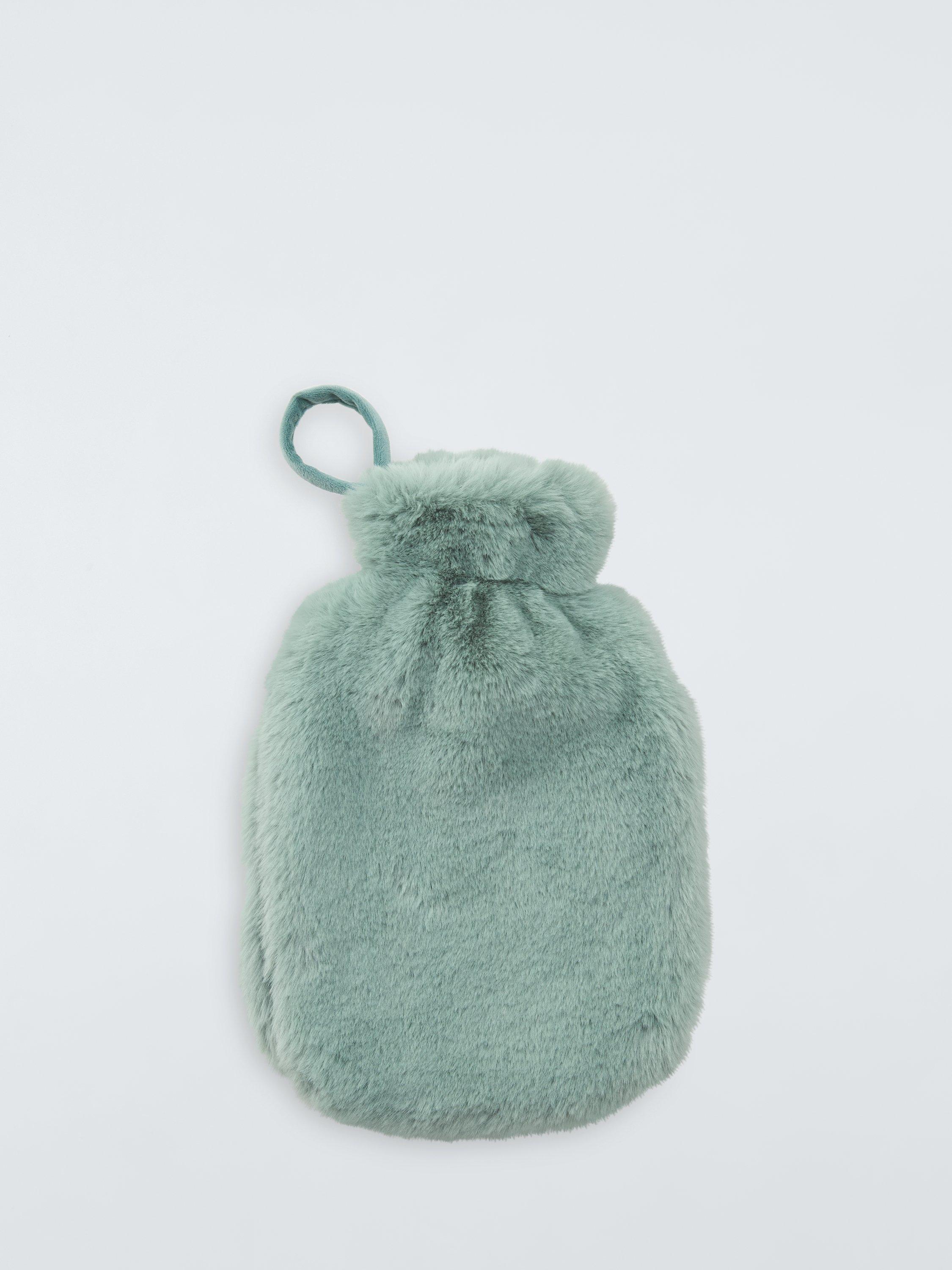 John Lewis Plain Faux Fur Hot Water Bottle, Sage