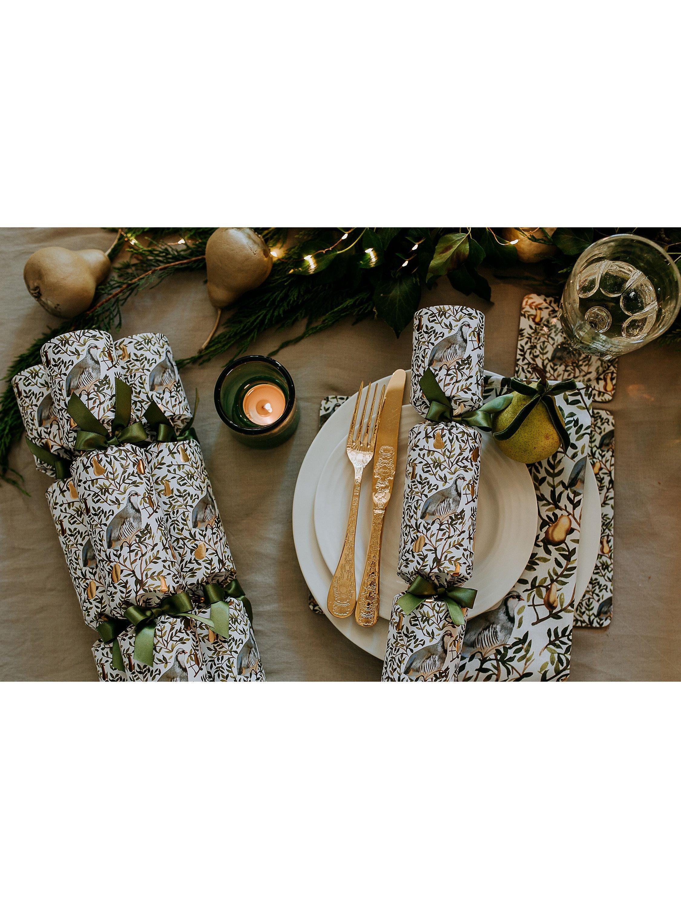 Nancy & Betty Partridge Luxury Christmas Crackers, Pack of 6