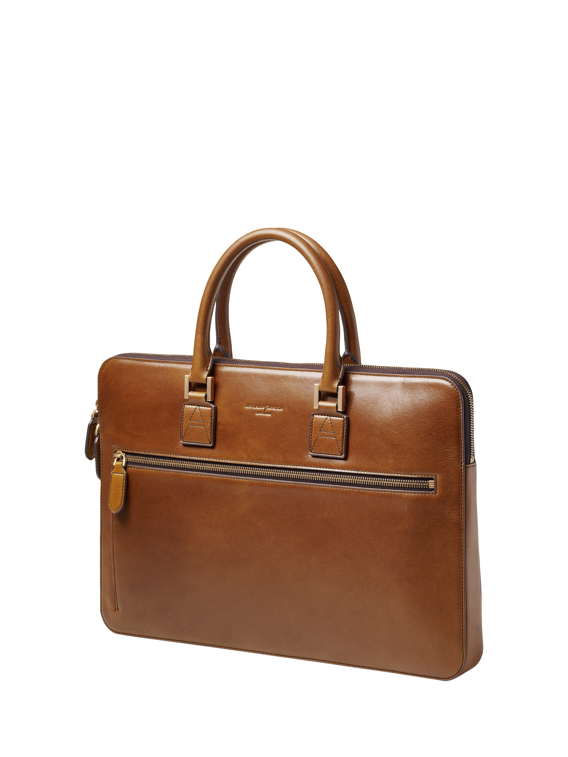 Aspinal of London Connaught Folio Leather Briefcase, English Tan