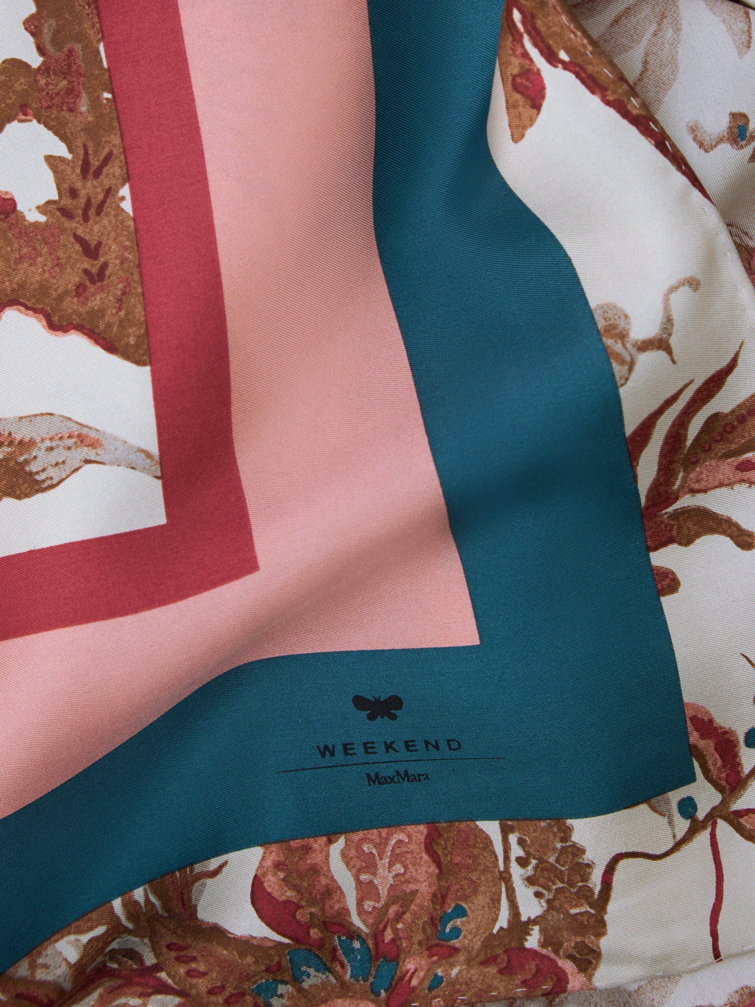 Weekend MaxMara Onesto Abstract Floral Pure Silk Scarf, Beige/Multi