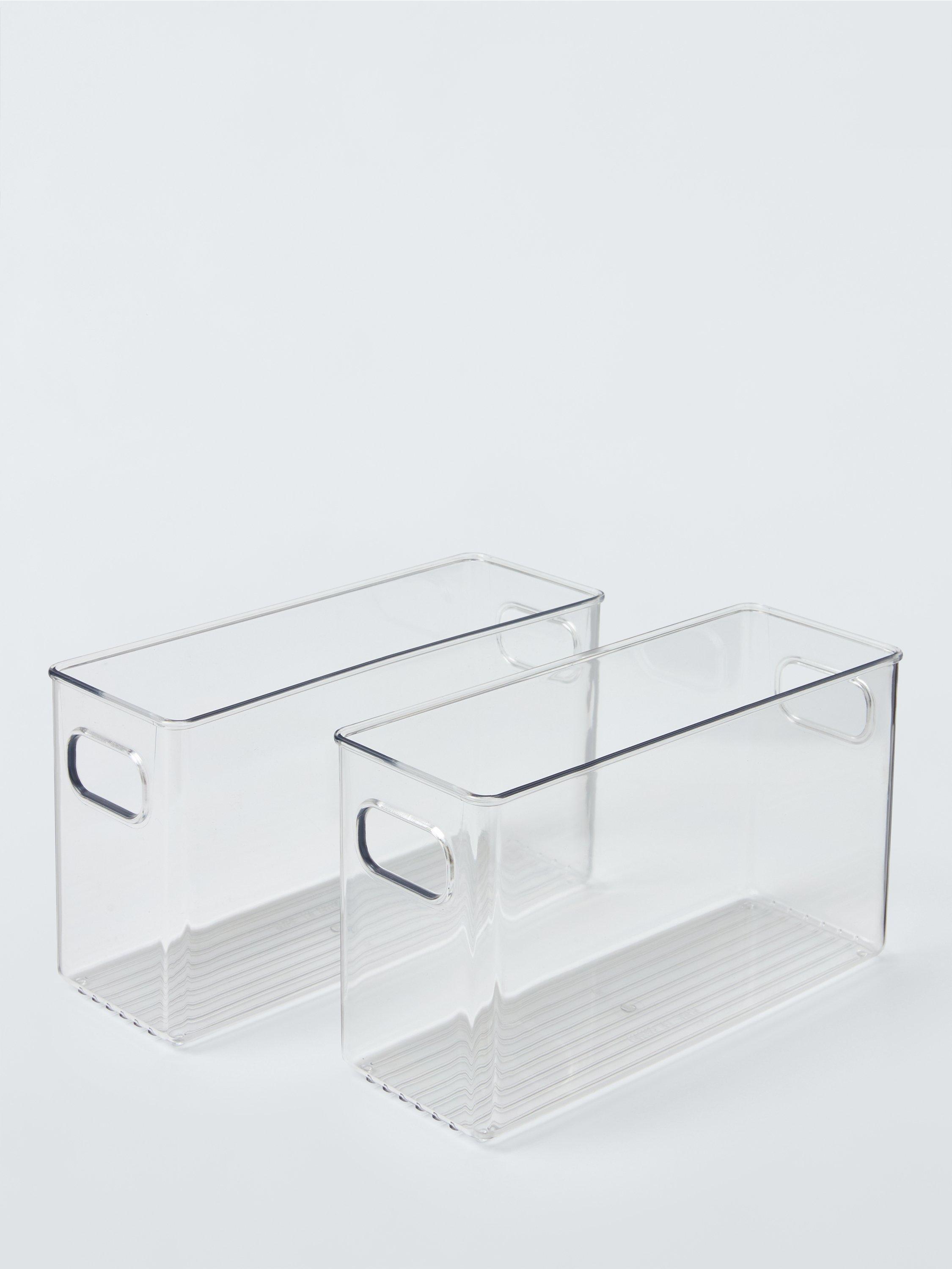 John Lewis Clear Plastic Storage Box, Narrow, Set of 2