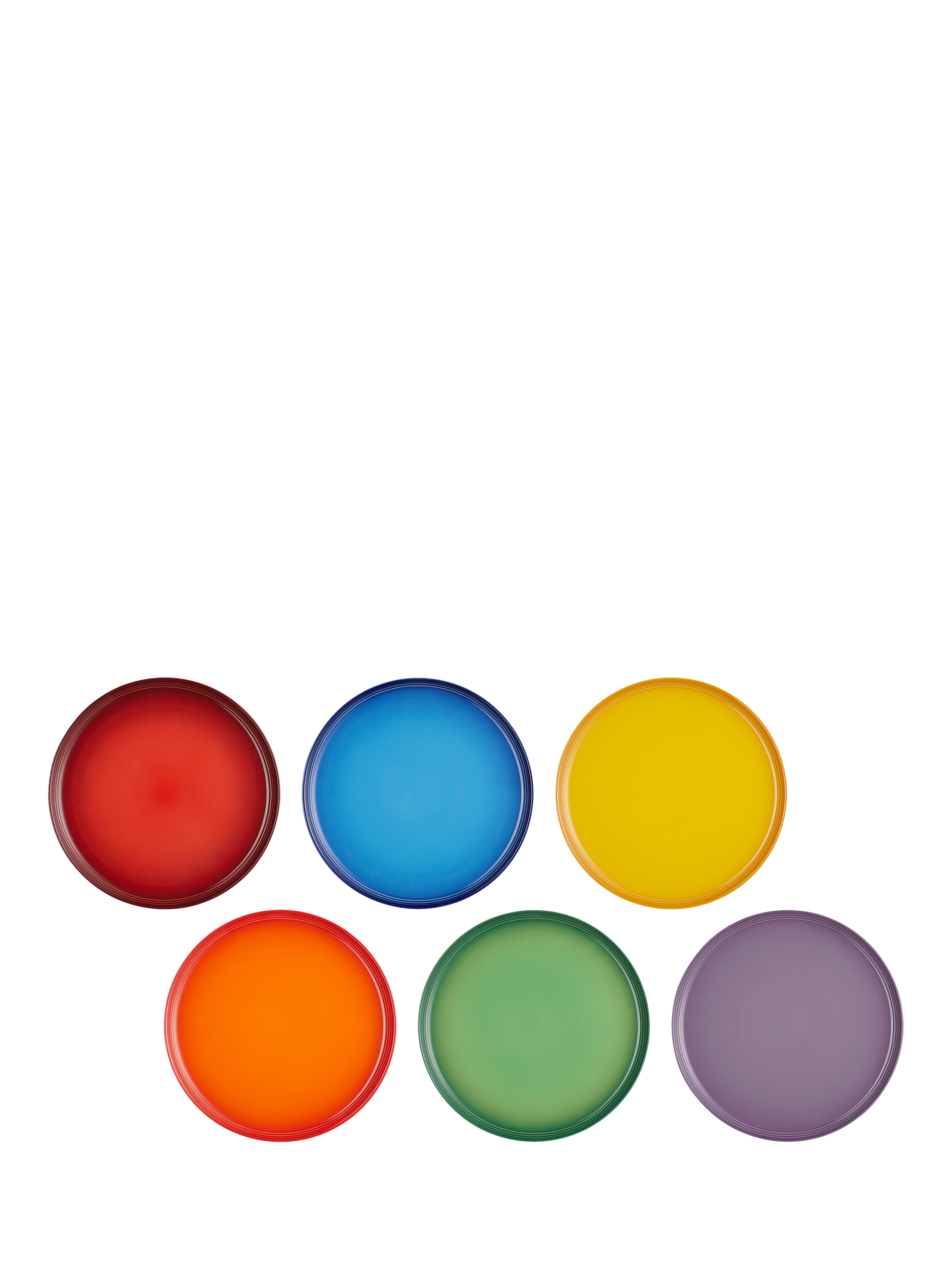 Le Creuset Stoneware Coupe Dinner Plate, Set of 6, 27cm, Rainbow