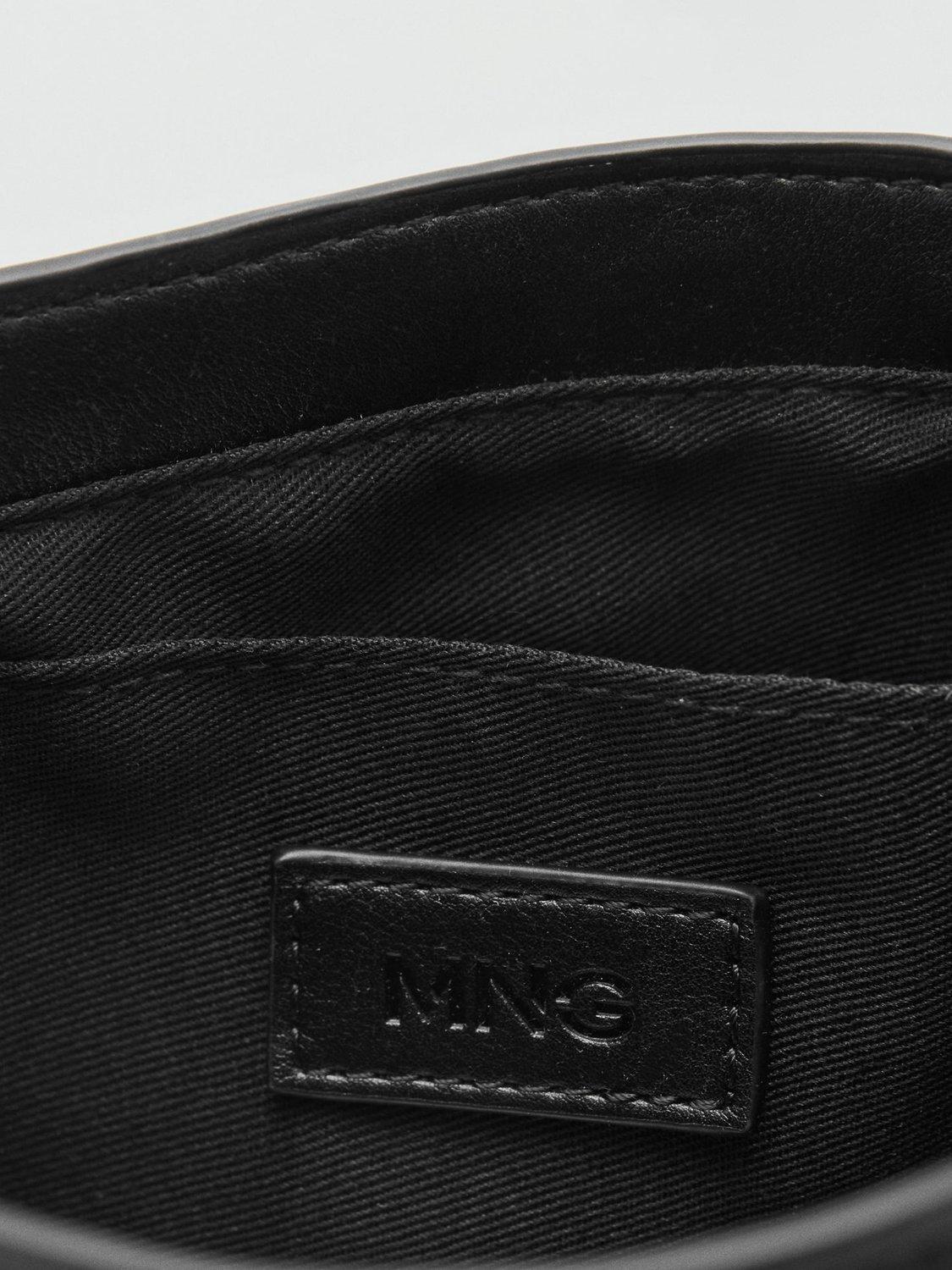 Mango Pochette Fold Over Chain Strap Crossbody Bag, Black